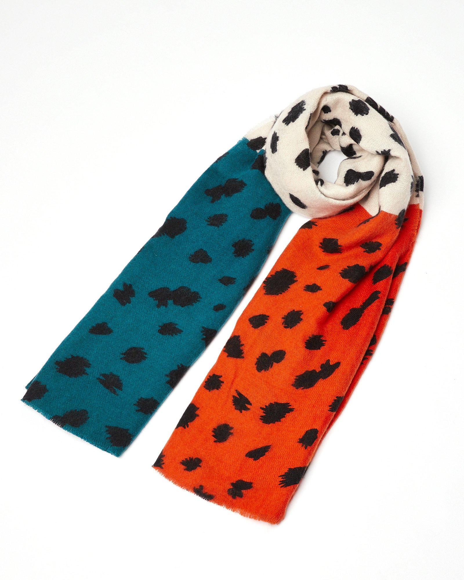 Animal Colour Block Red & Green Scarf | Oliver Bonas