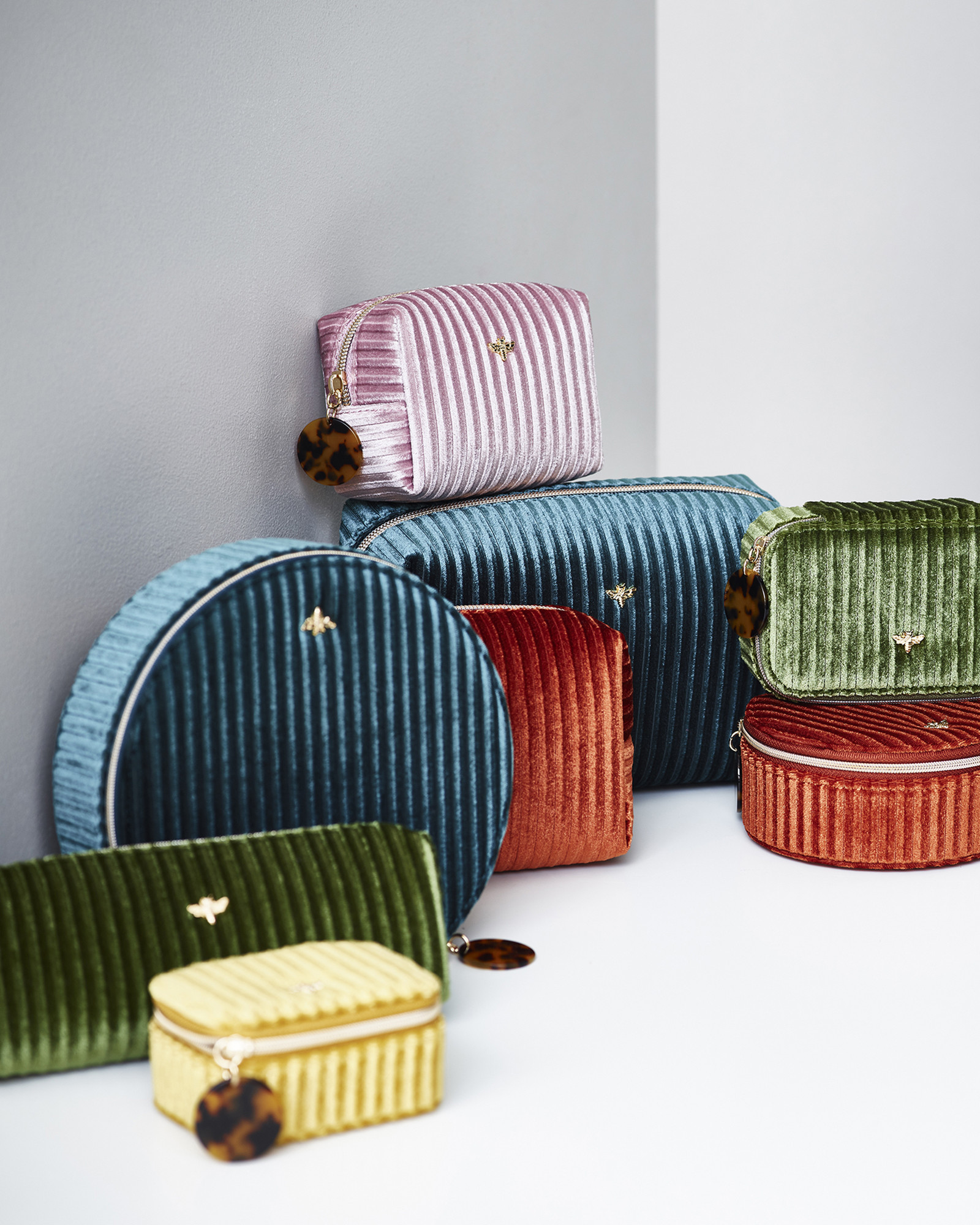 Green Pleated Velvet Pencil Case | Oliver Bonas