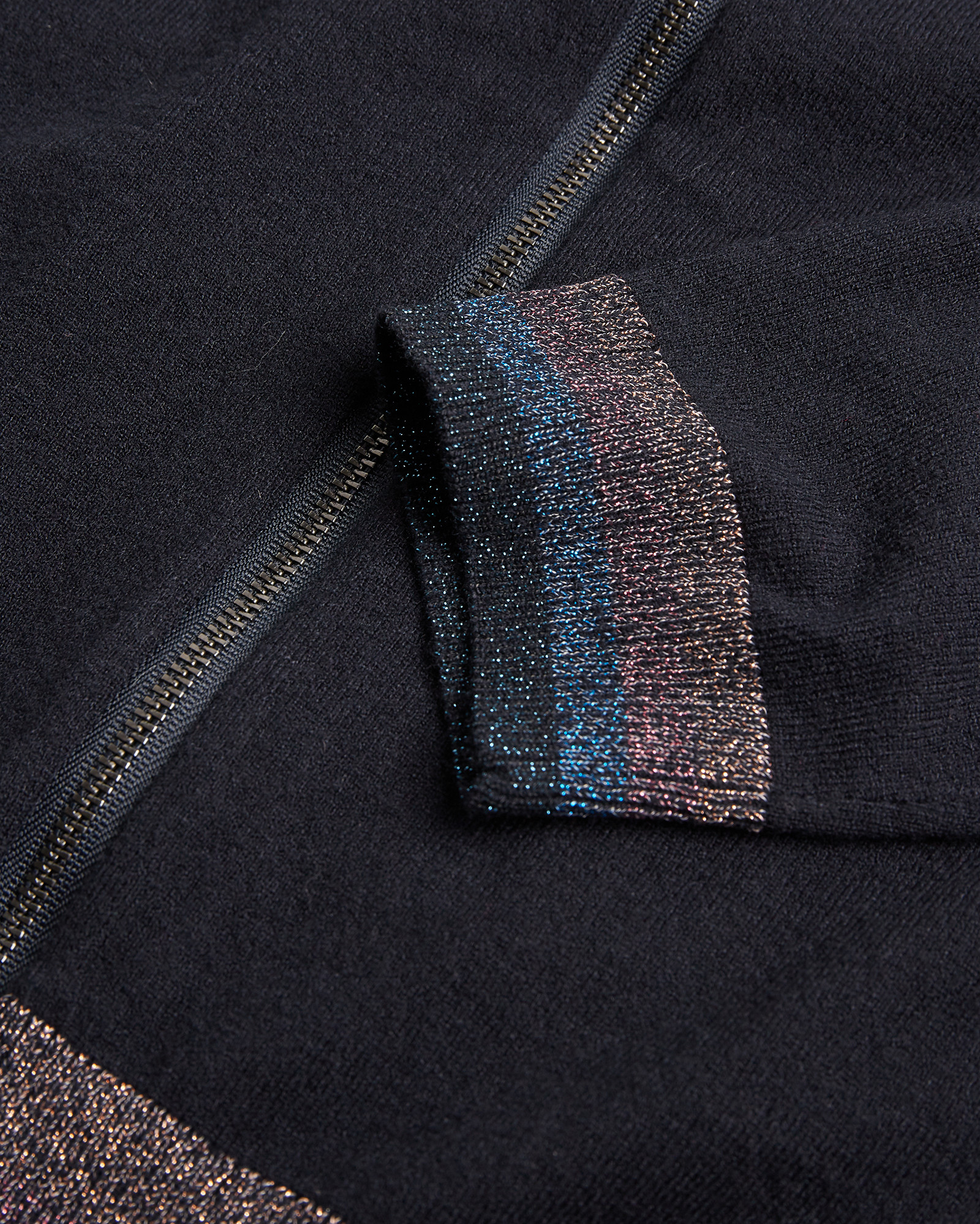 Sparkle Stripe Blue Zipped Lounge Knitted Cardigan | Oliver Bonas