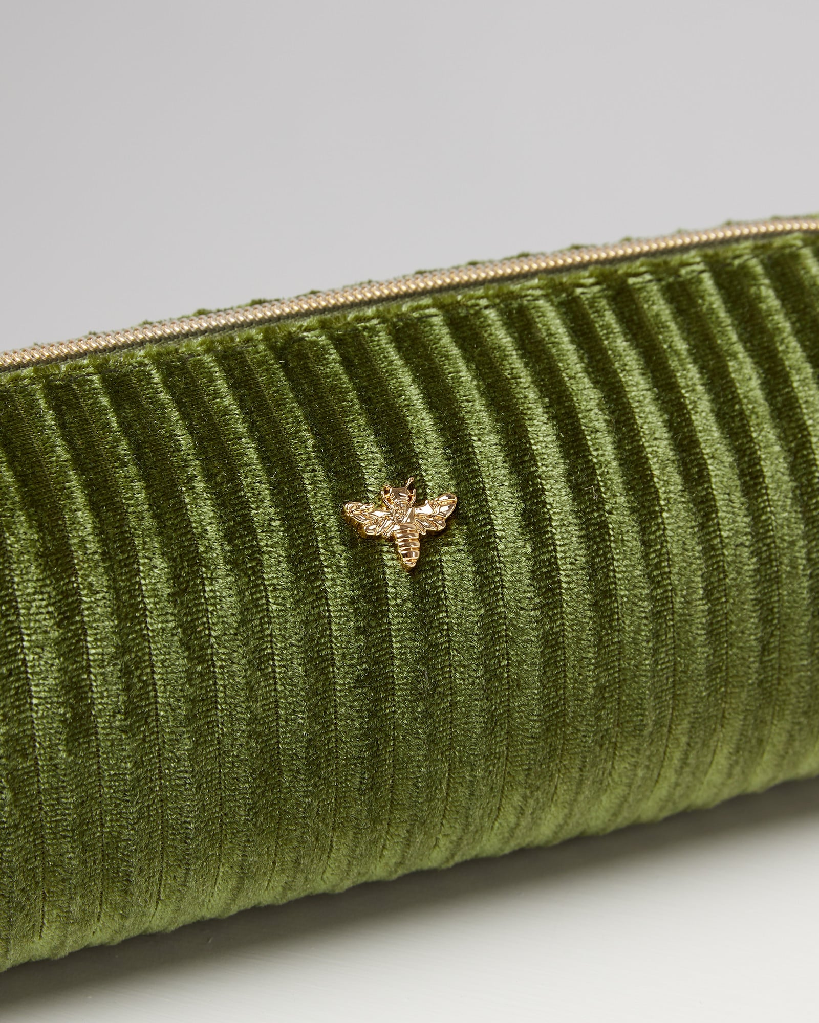 Green Pleated Velvet Pencil Case | Oliver Bonas
