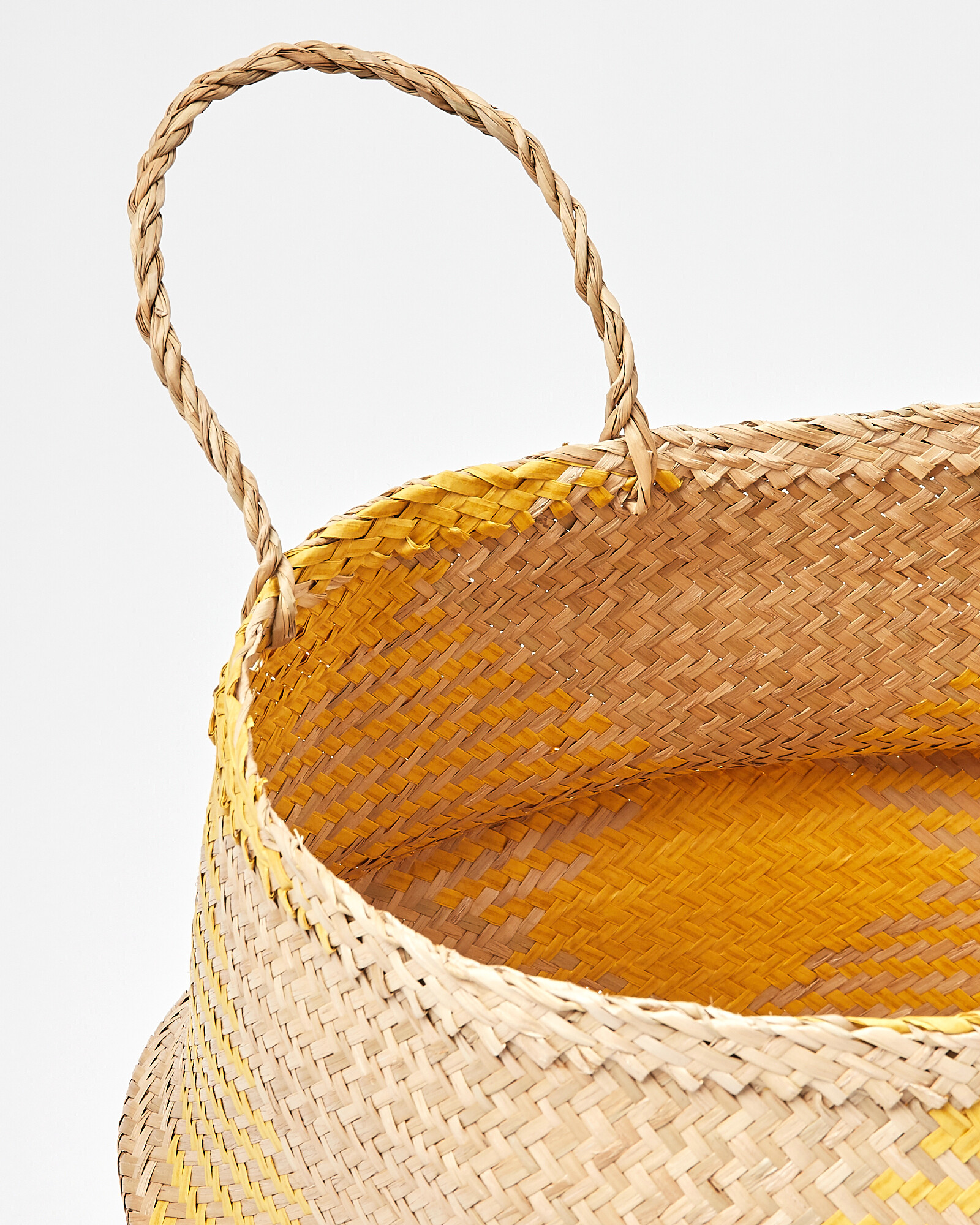 Yellow Checked Seagrass Storage Basket Medium | Oliver Bonas