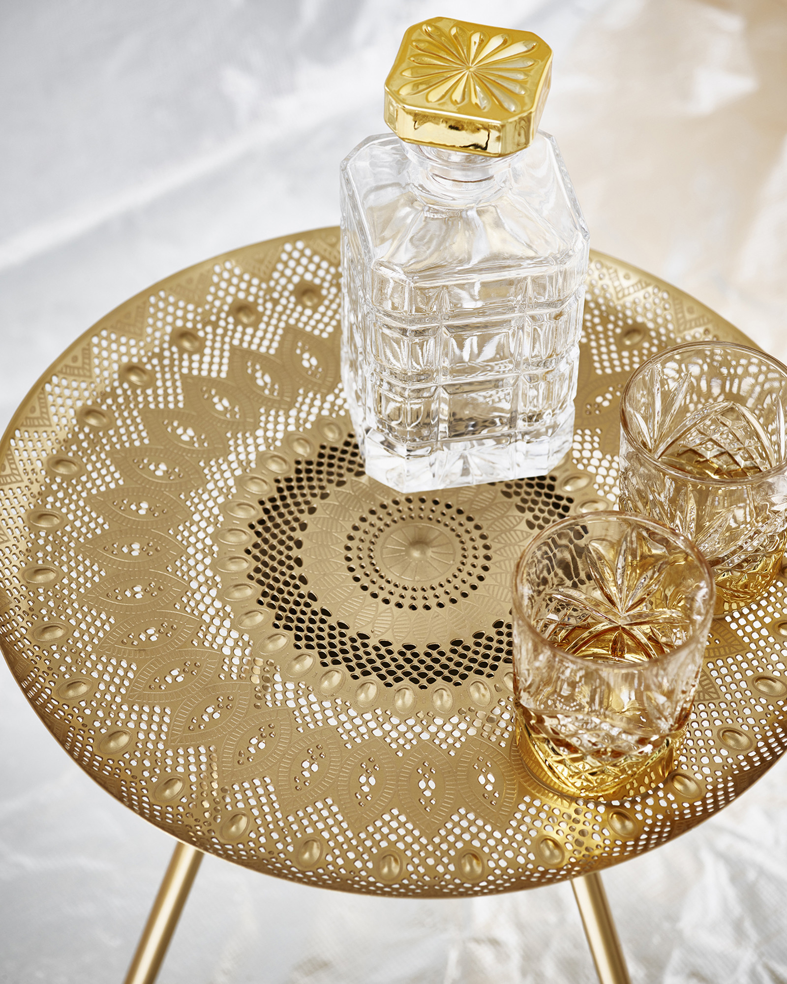 Decorative Etched Metal Side Table | Oliver Bonas