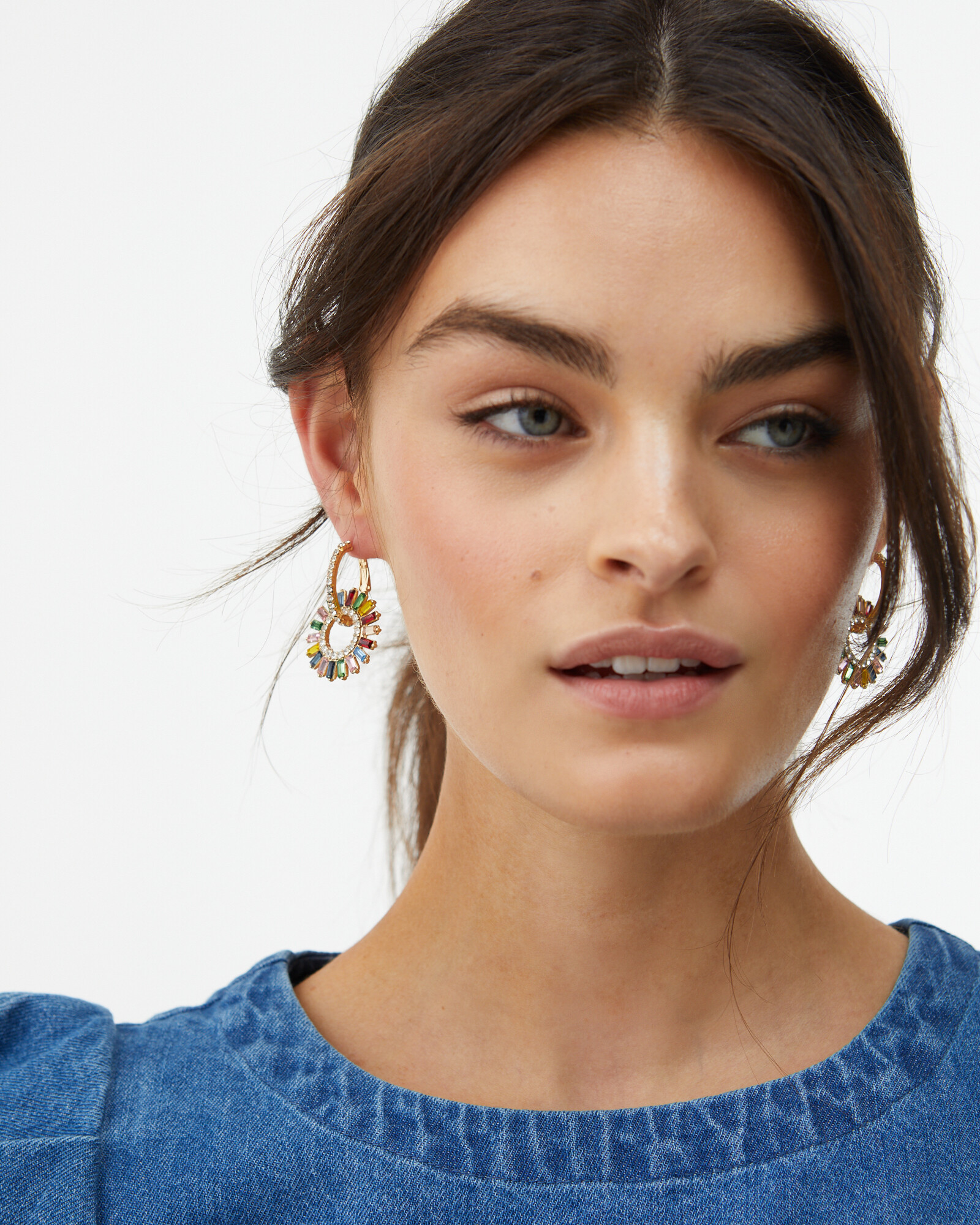 Krista Starburst Gem Inlay Statement Hoop Earrings | Oliver Bonas