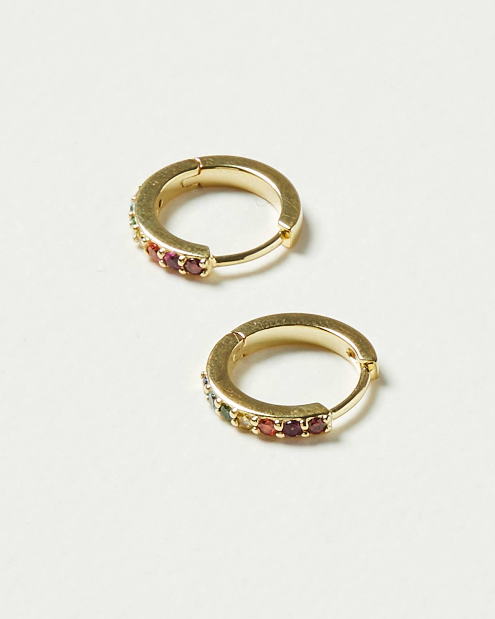 Rainbow Gem Inlay Huggie Earrings | Oliver Bonas