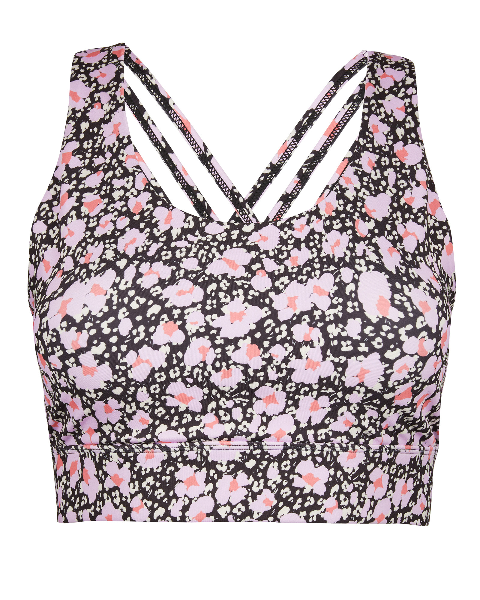 Mixed Animal Print Black & Pink Cross Back Sports Top | Oliver Bonas