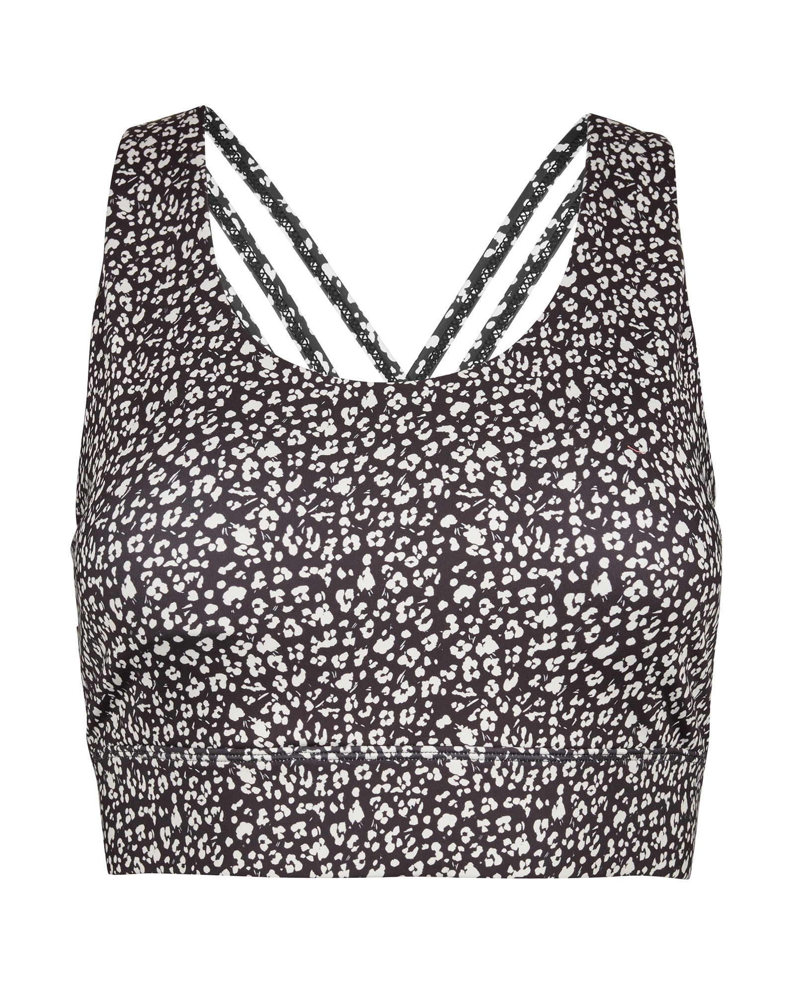 Mini Animal Print Black Cross Back Sports Top | Oliver Bonas US