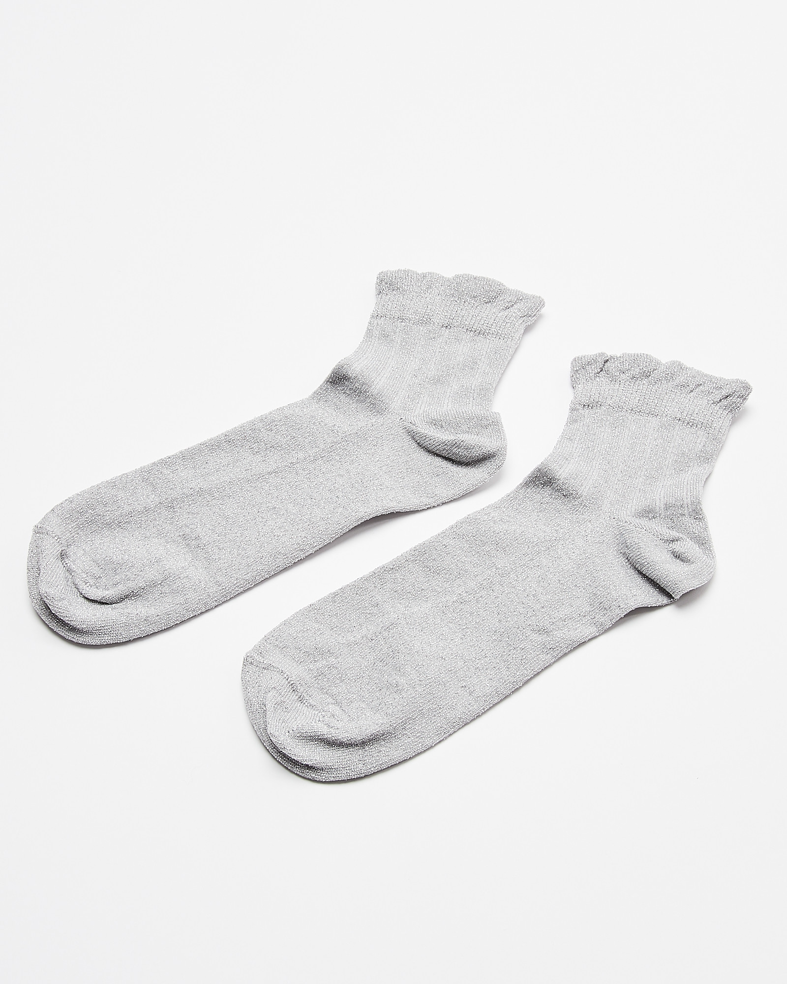 Frill & Silver Shimmer Ankle Socks | Oliver Bonas