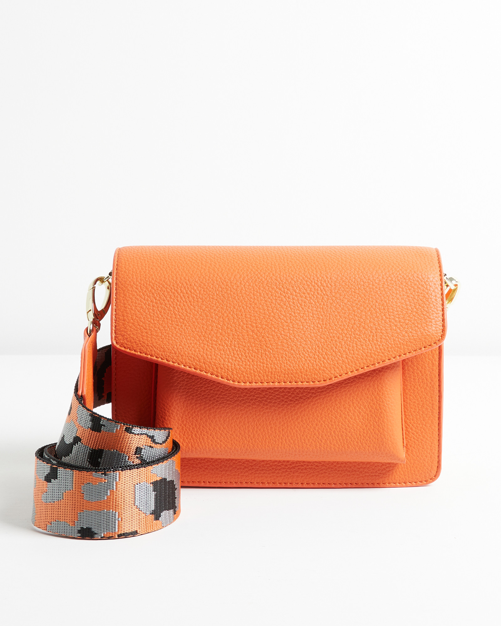 Alisa Pop Orange Saddle Crossbody Bag | Oliver Bonas