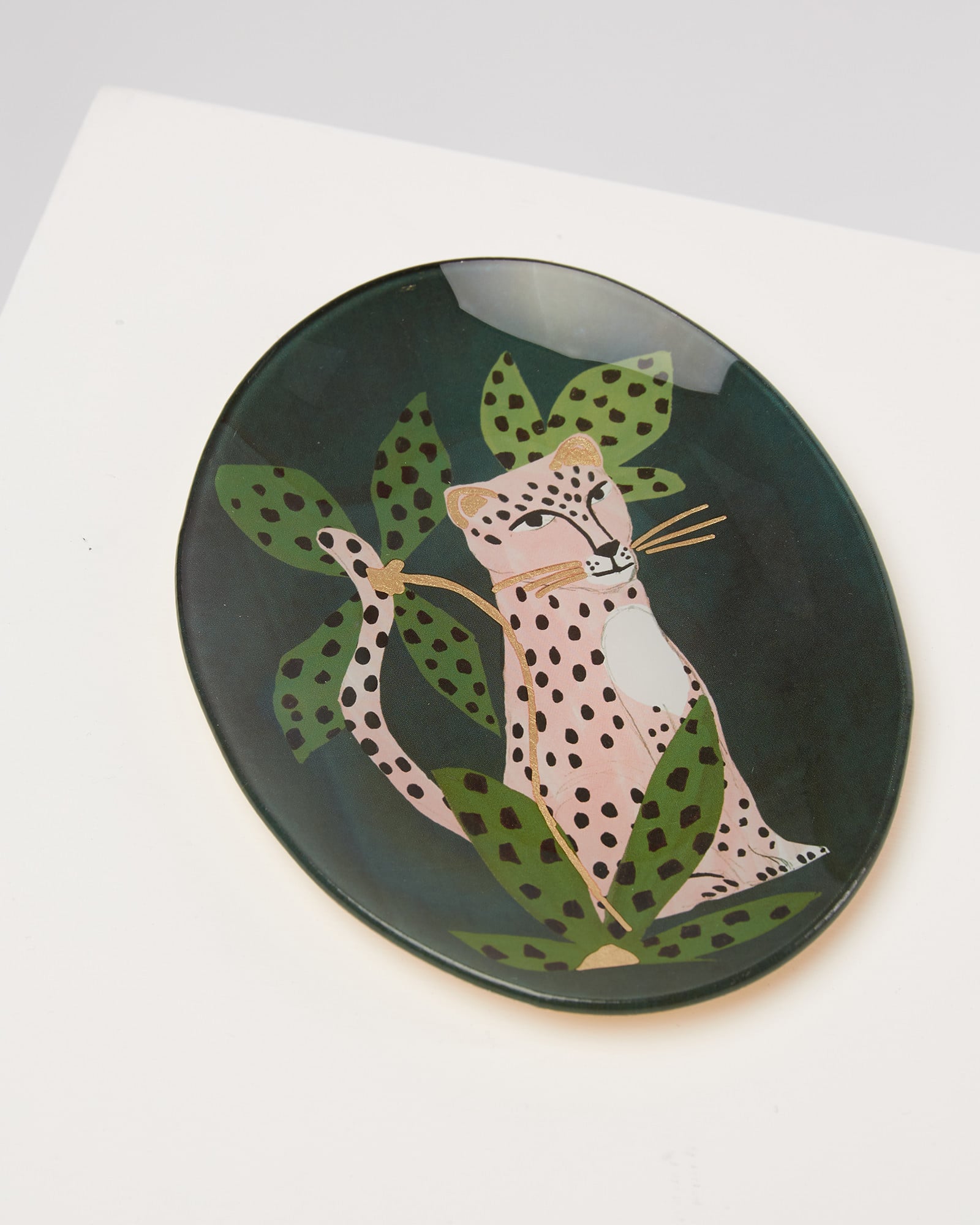 Leopard Oval Glass Trinket Dish | Oliver Bonas