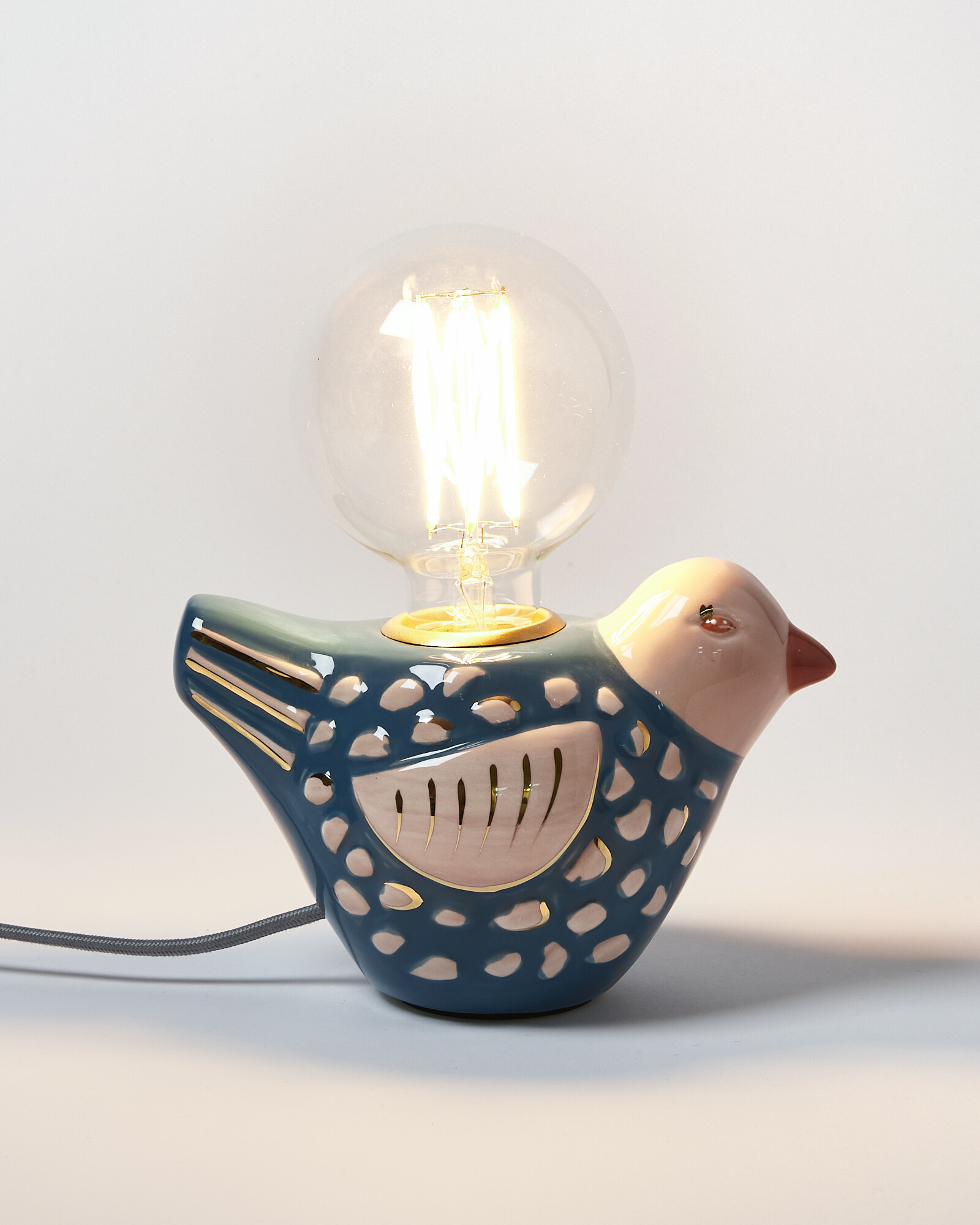 Ovie Bird Blue Ceramic Desk & Table Lamp Base | Oliver Bonas