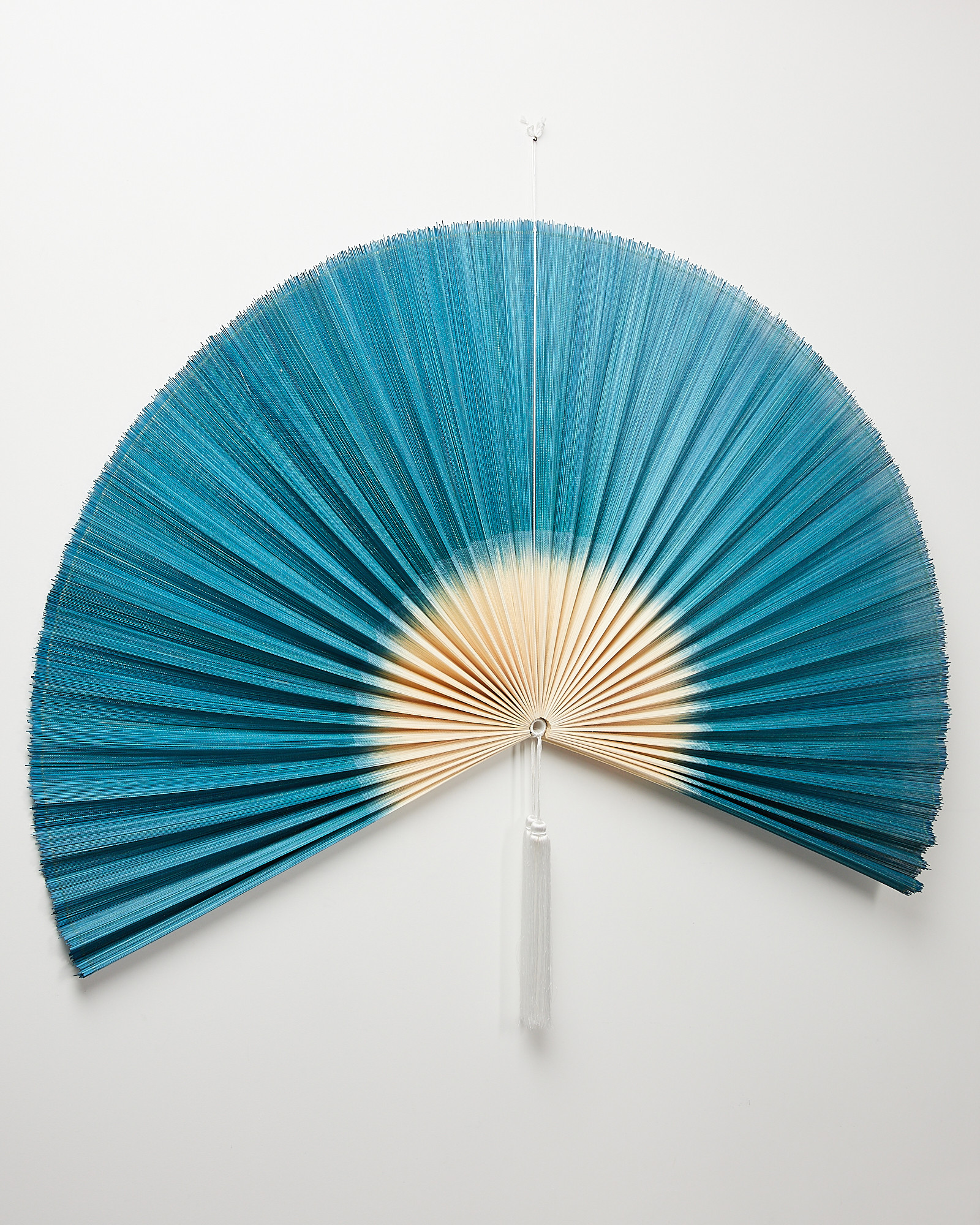 Metallic Blue Bamboo Fan Wall Hanging Large | Oliver Bonas