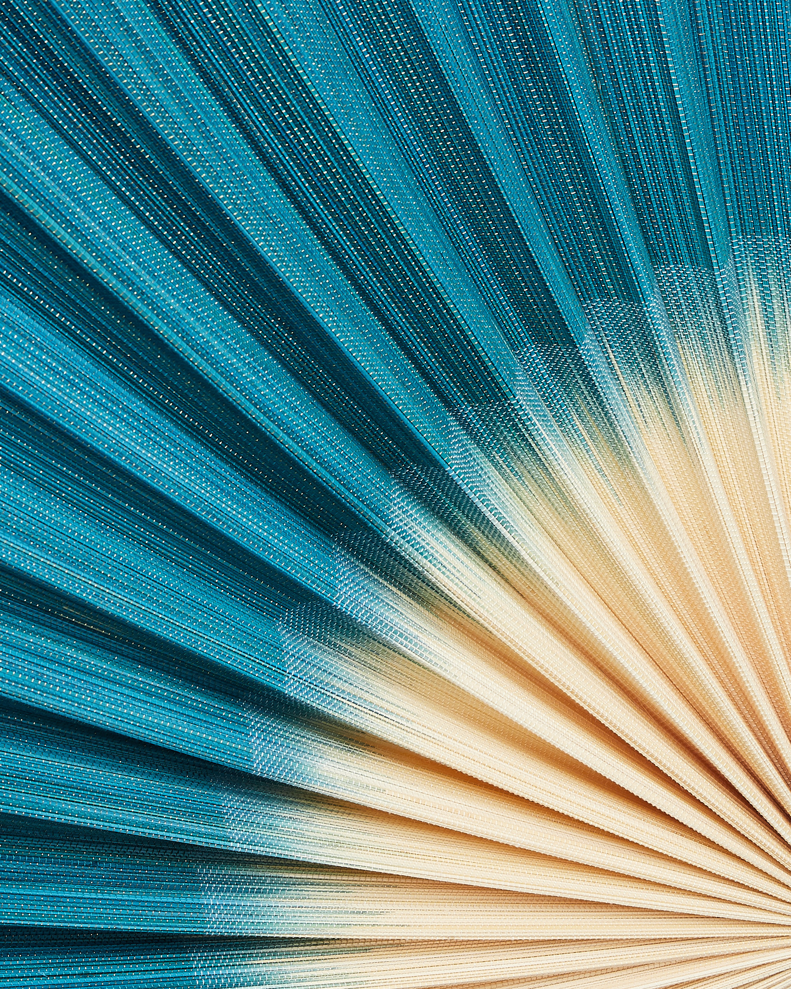 Metallic Blue Bamboo Fan Wall Hanging Large | Oliver Bonas