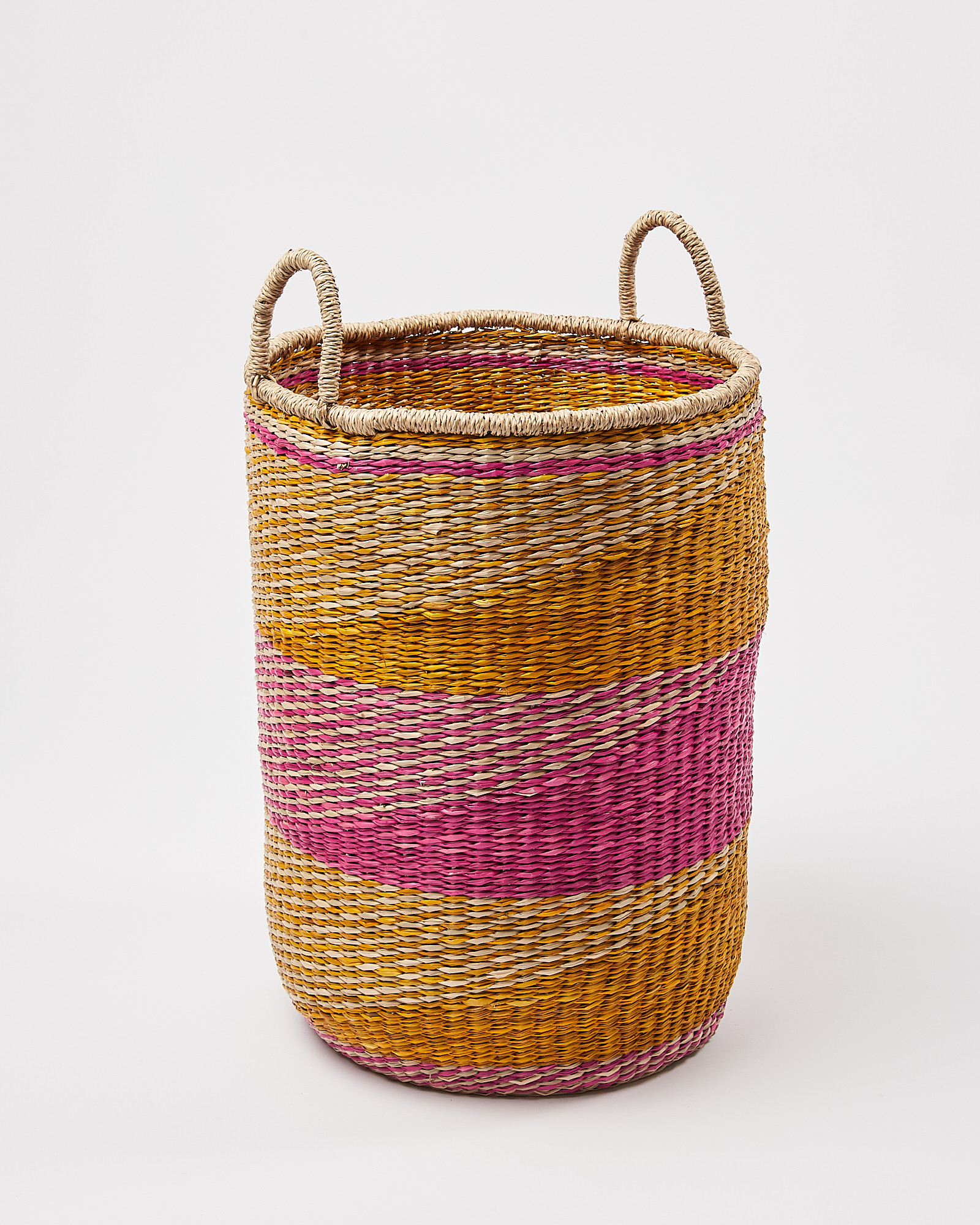 Pink Geometric Seagrass Storage Basket Large | Oliver Bonas