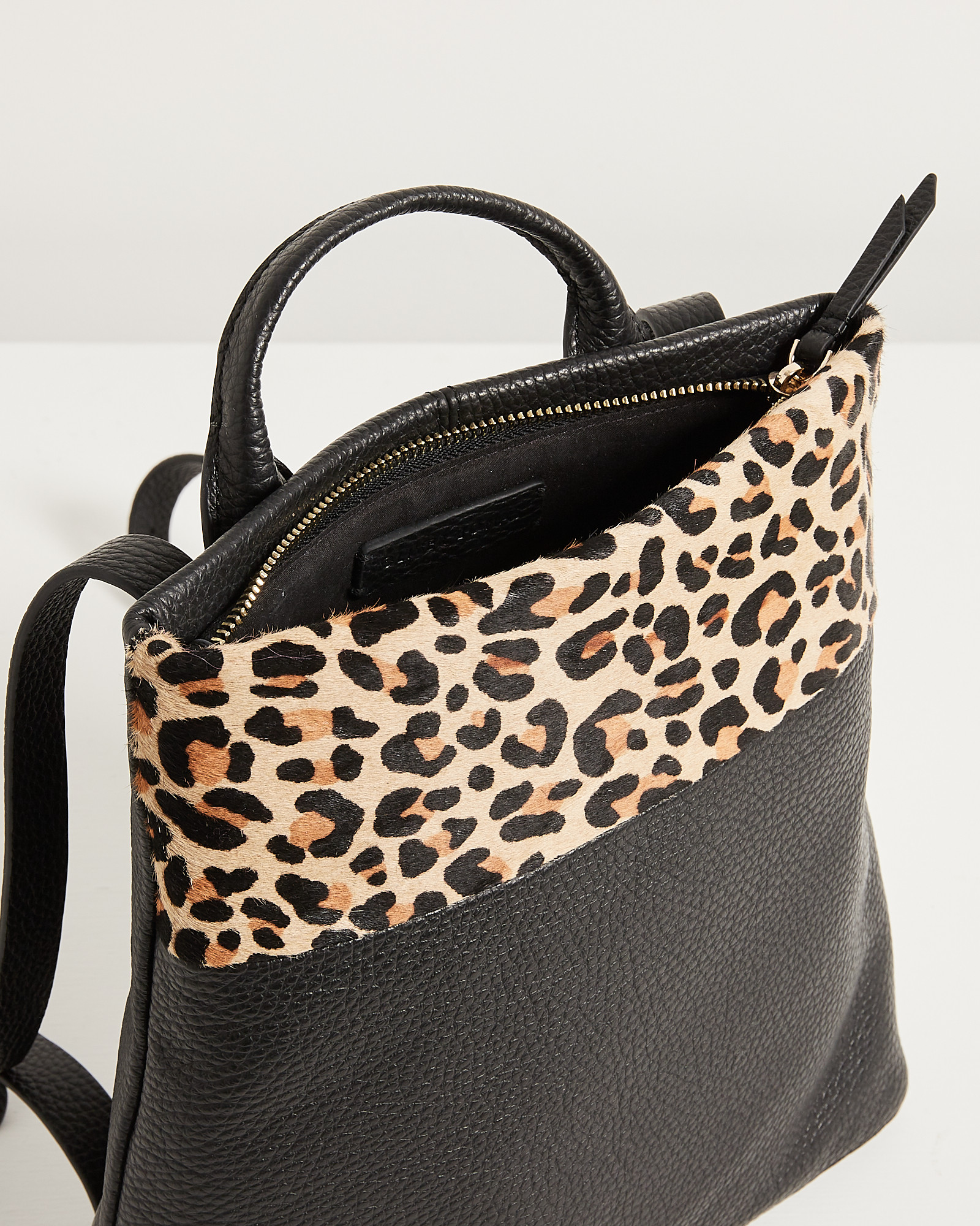 Textured Animal Print Black Leather Backpack | Oliver Bonas