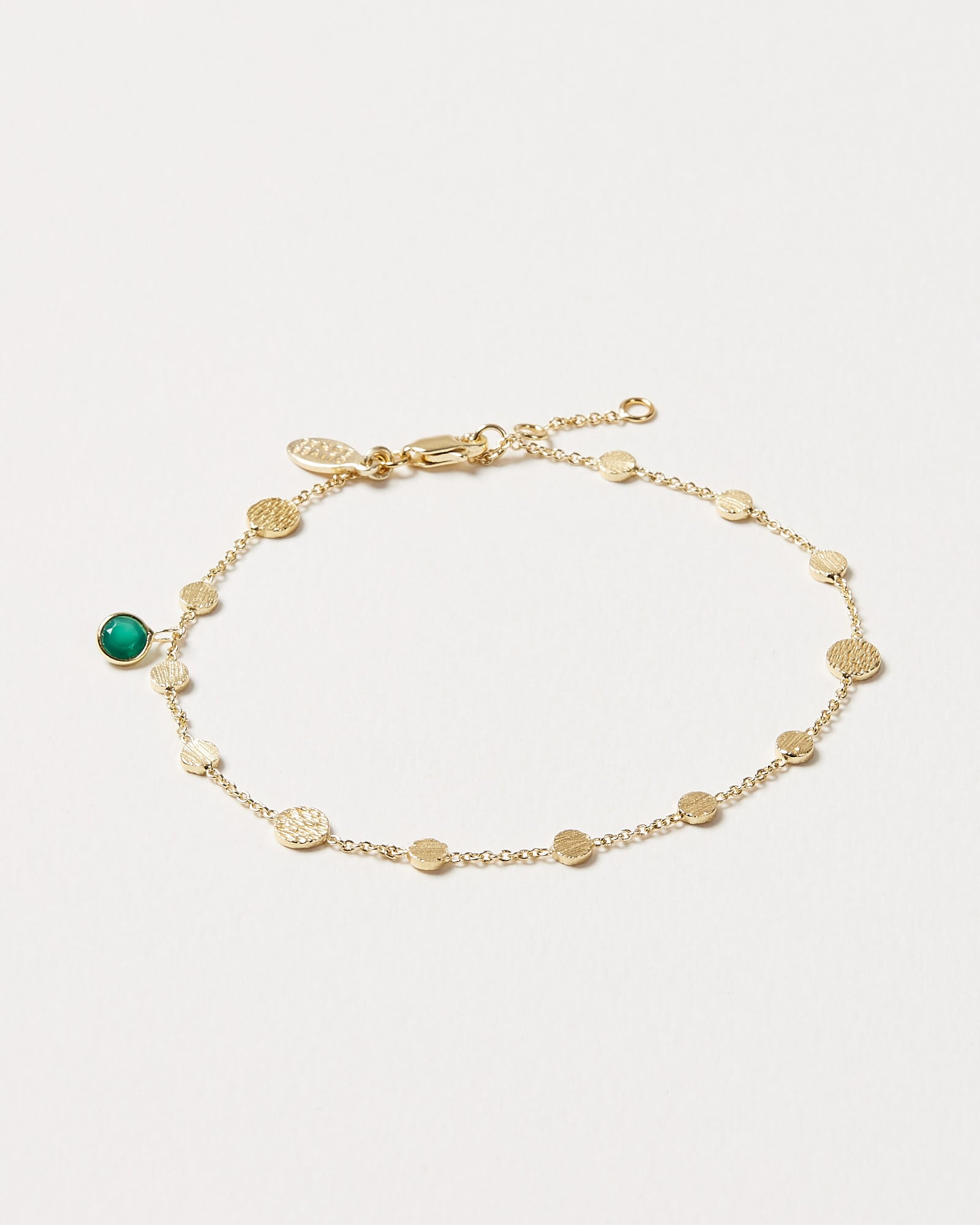 Penny Green Onyx & Disc Gold Plated Chain Anklet | Oliver Bonas