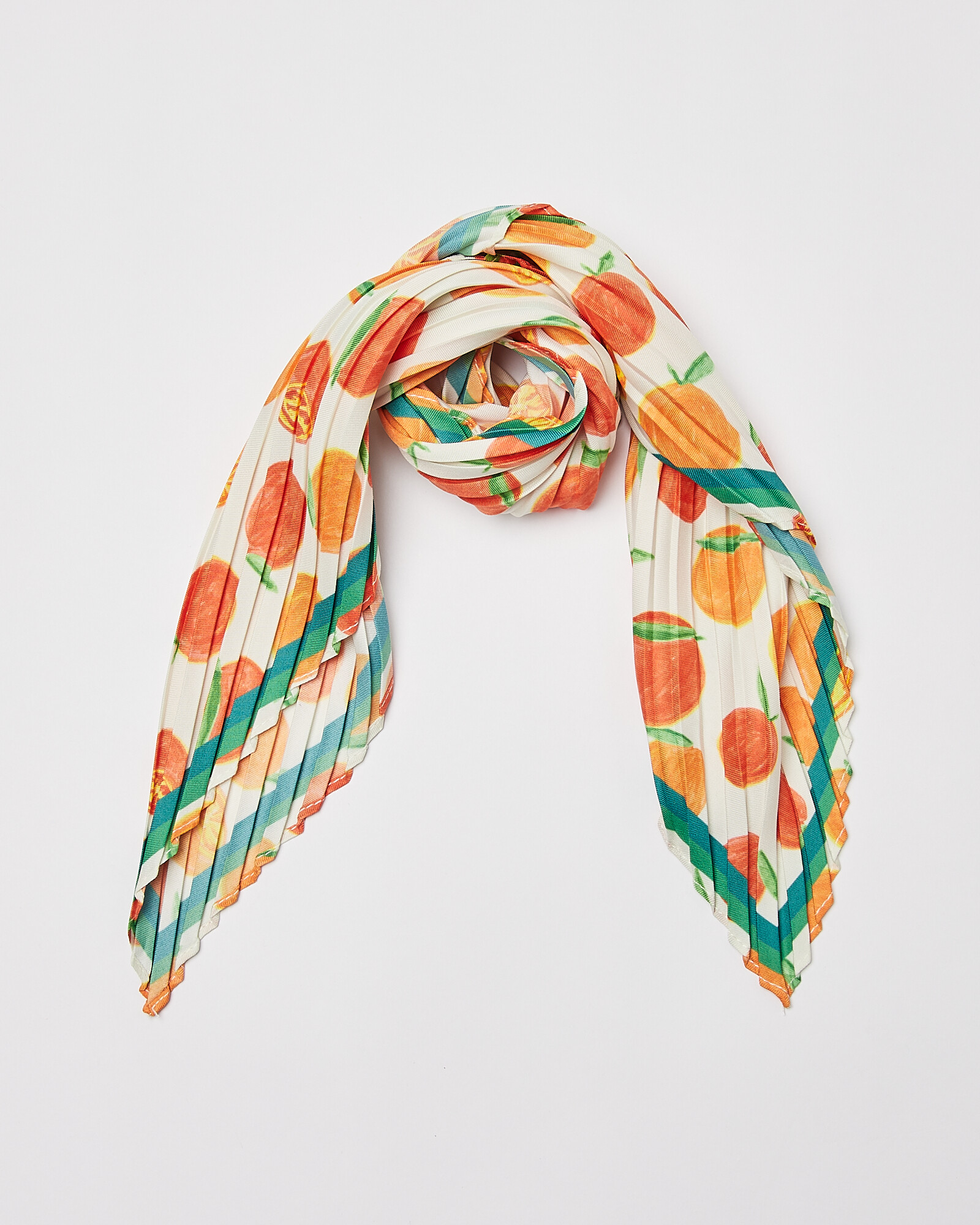 Orange Print Pleated Square Hair Scarf | Oliver Bonas