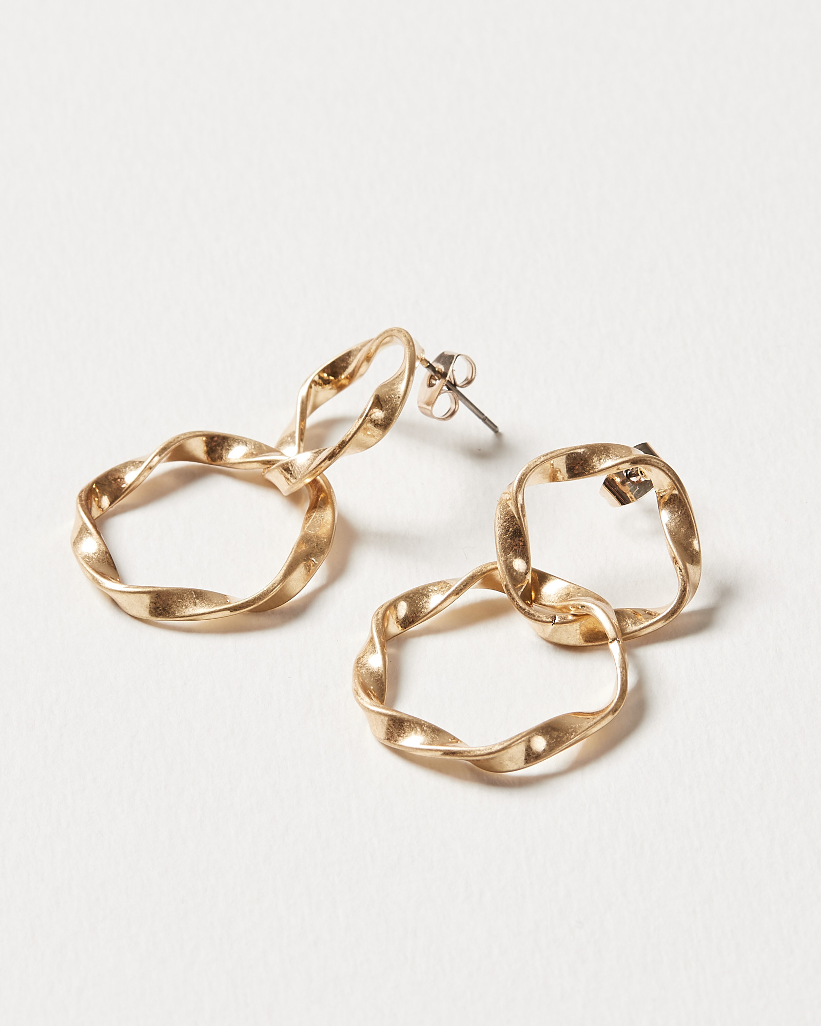 Kiaria Double Loop Twist Drop Earrings | Oliver Bonas