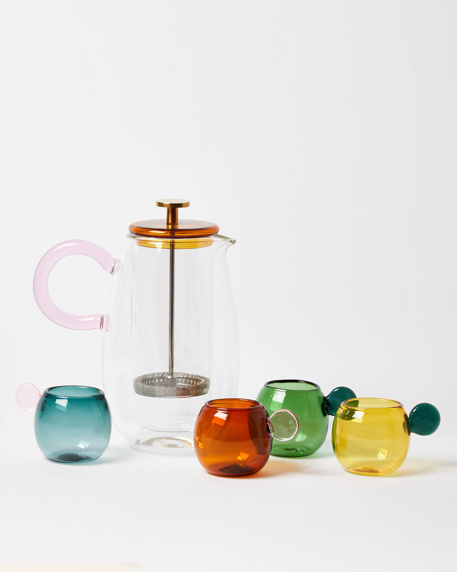 Kona Colourful Glass Espresso Coffee Cups Set of Four | Oliver Bonas