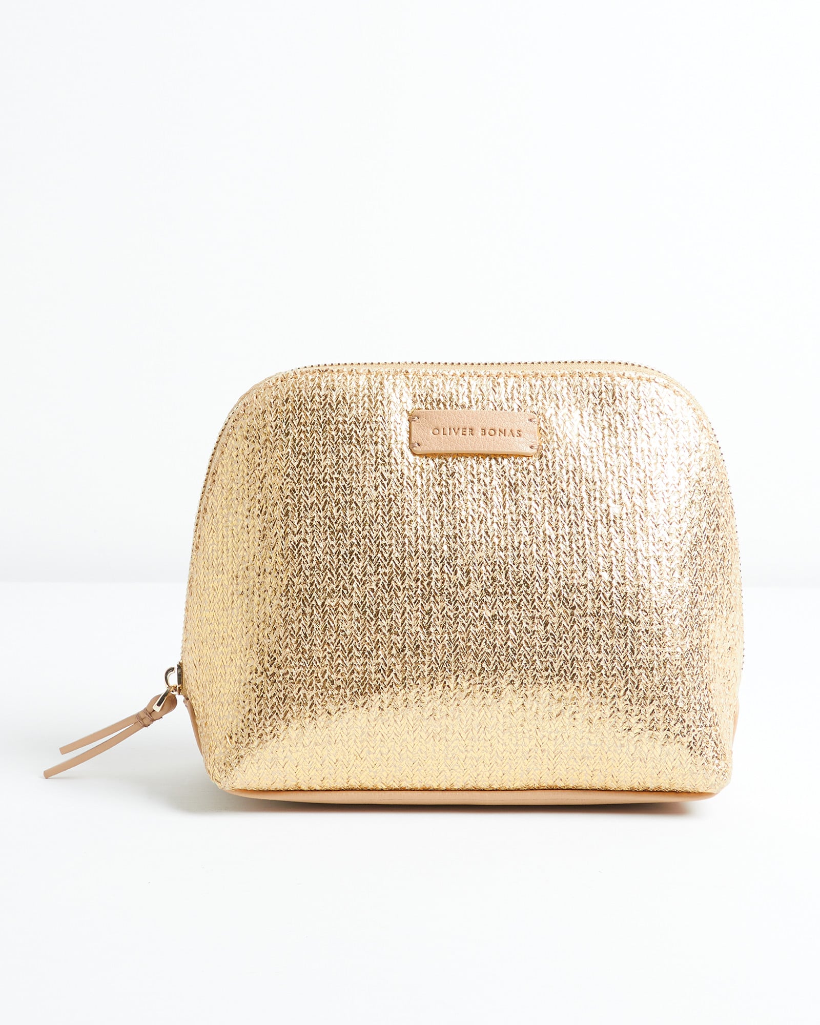 Golden Weave Curved Zipped Pouch | Oliver Bonas