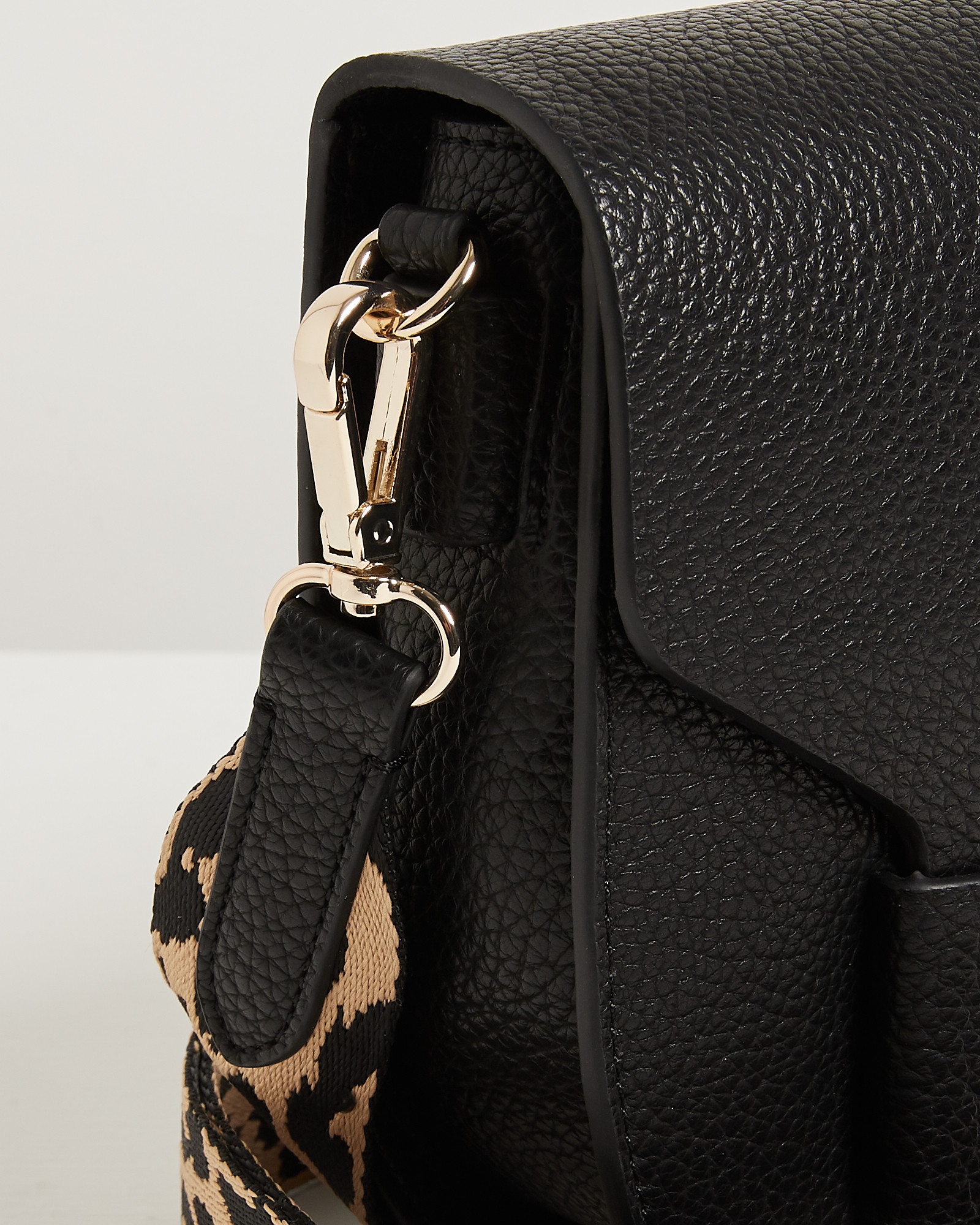 Presley Double Strap Black Saddle Crossbody Bag | Oliver Bonas