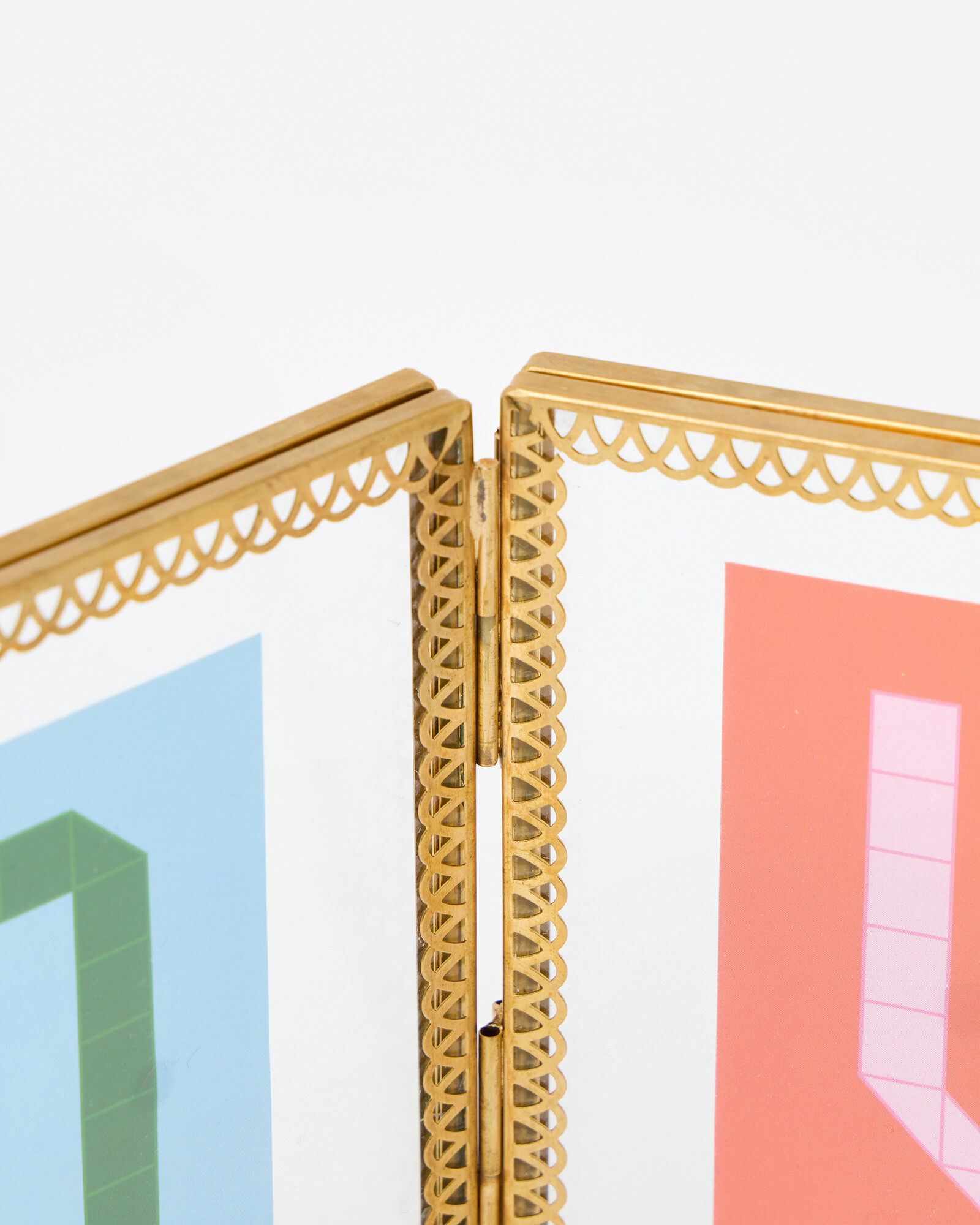 Gold & Glass Lace Edge Double Landscape Photo Frame 4x6" | Oliver Bonas