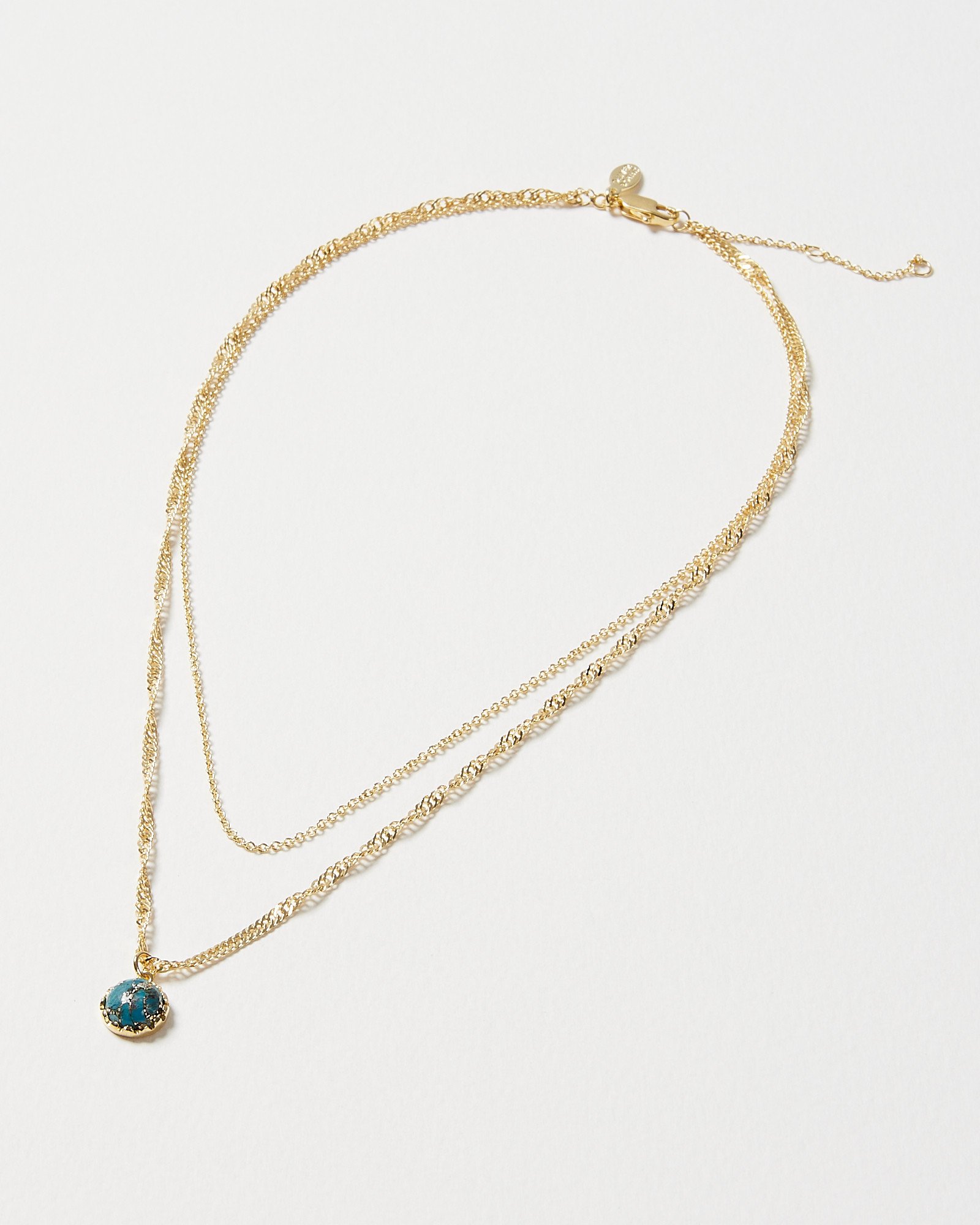 Darcy Stone Drop Double Row Gold Plated Layered Necklace | Oliver Bonas