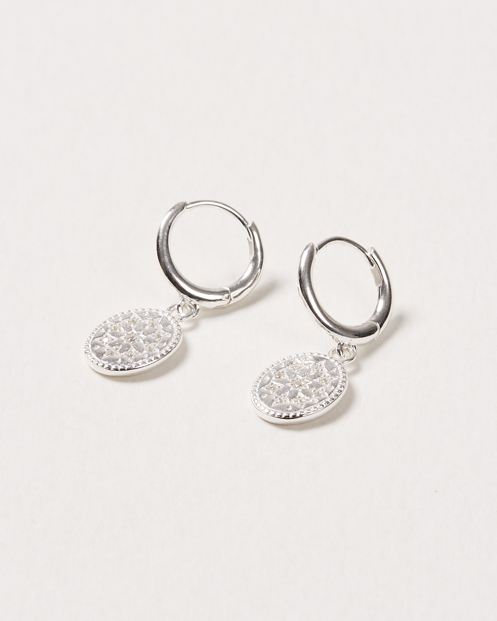 Delos Stone Inlay Oval Drop Silver Drop Earrings | Oliver Bonas