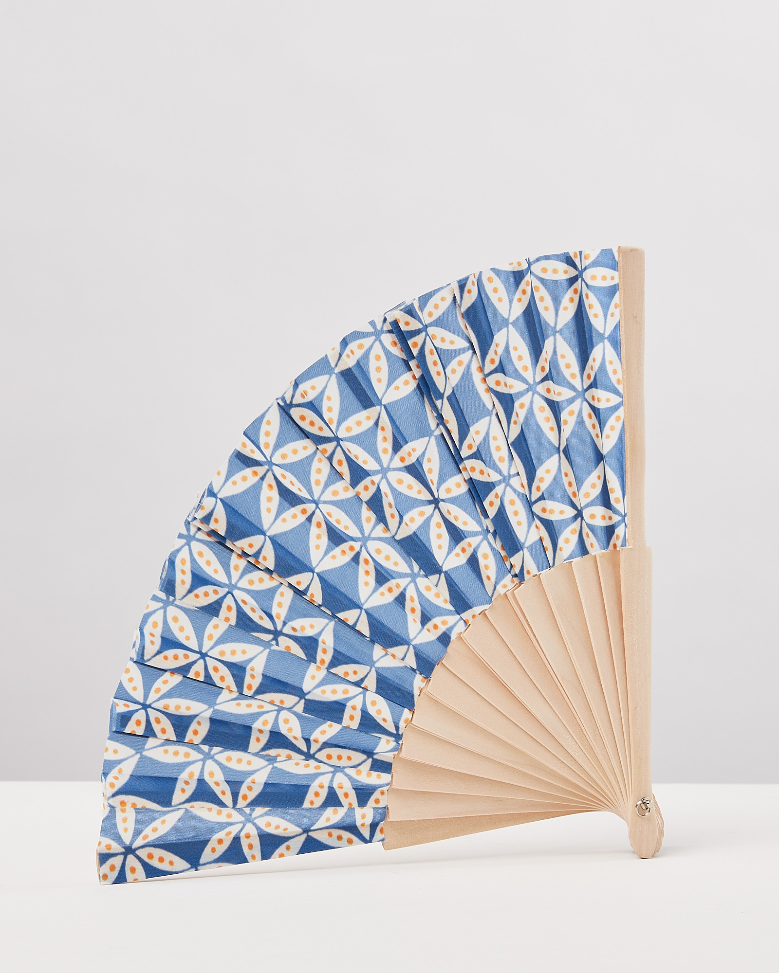 Lani Blue Floral Hand Held Fan | Oliver Bonas