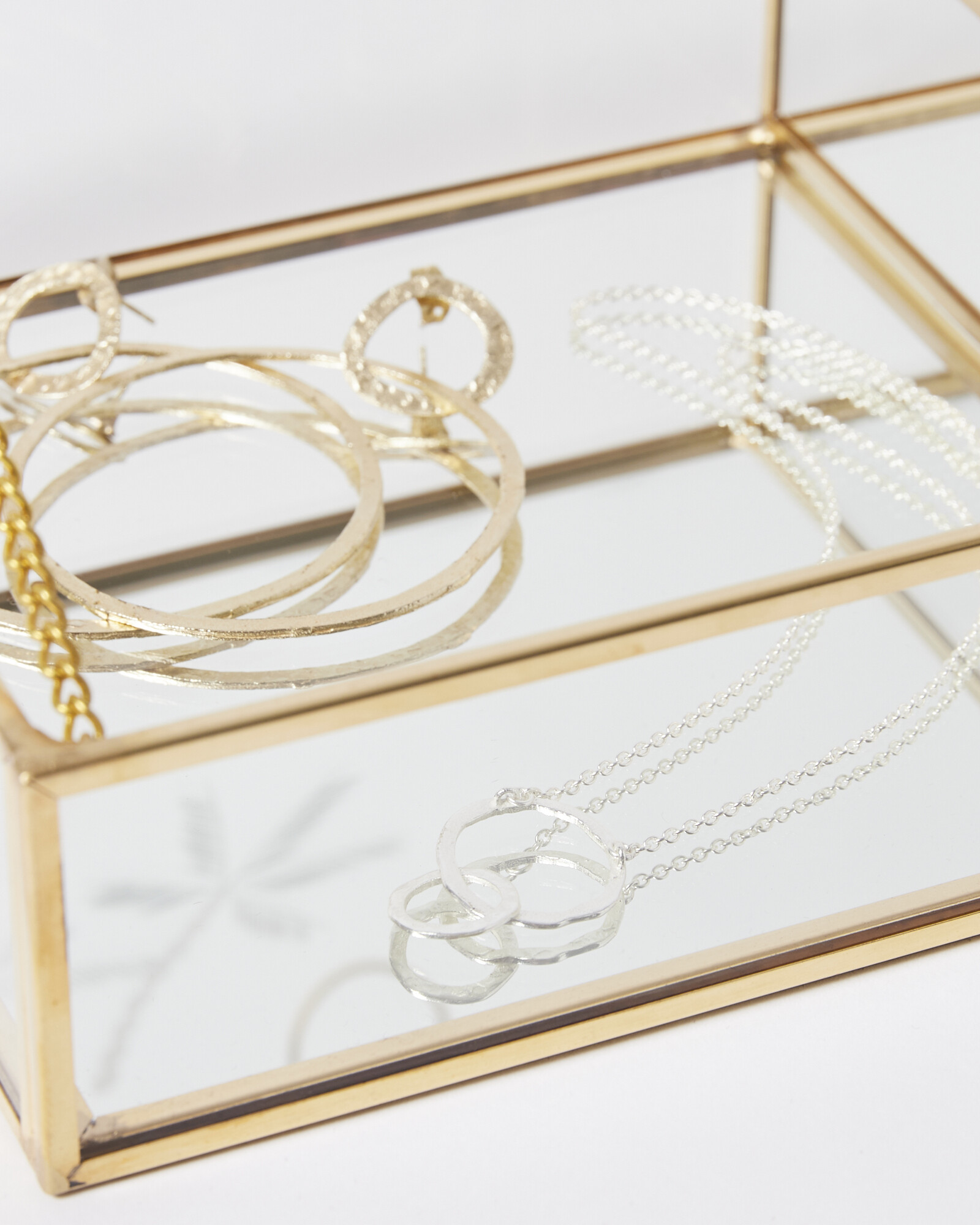 Paradise Gold & Glass Jewellery Box Medium | Oliver Bonas