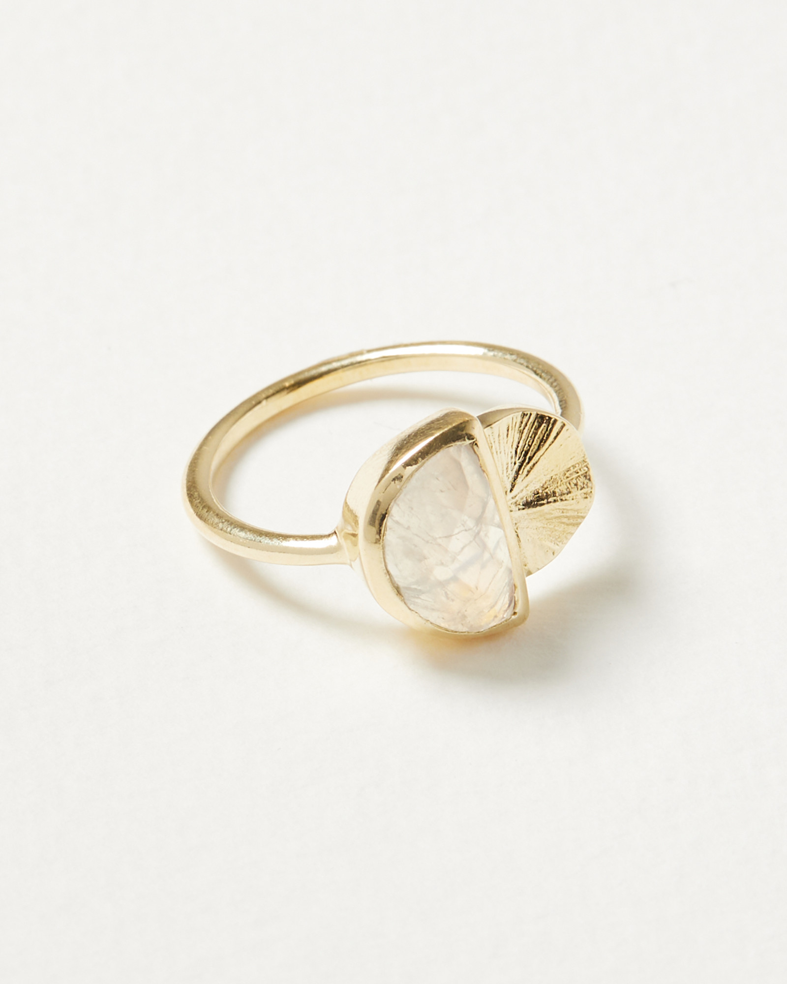 Atlas Semi Circle & Stone Gold Plated Ring | Oliver Bonas