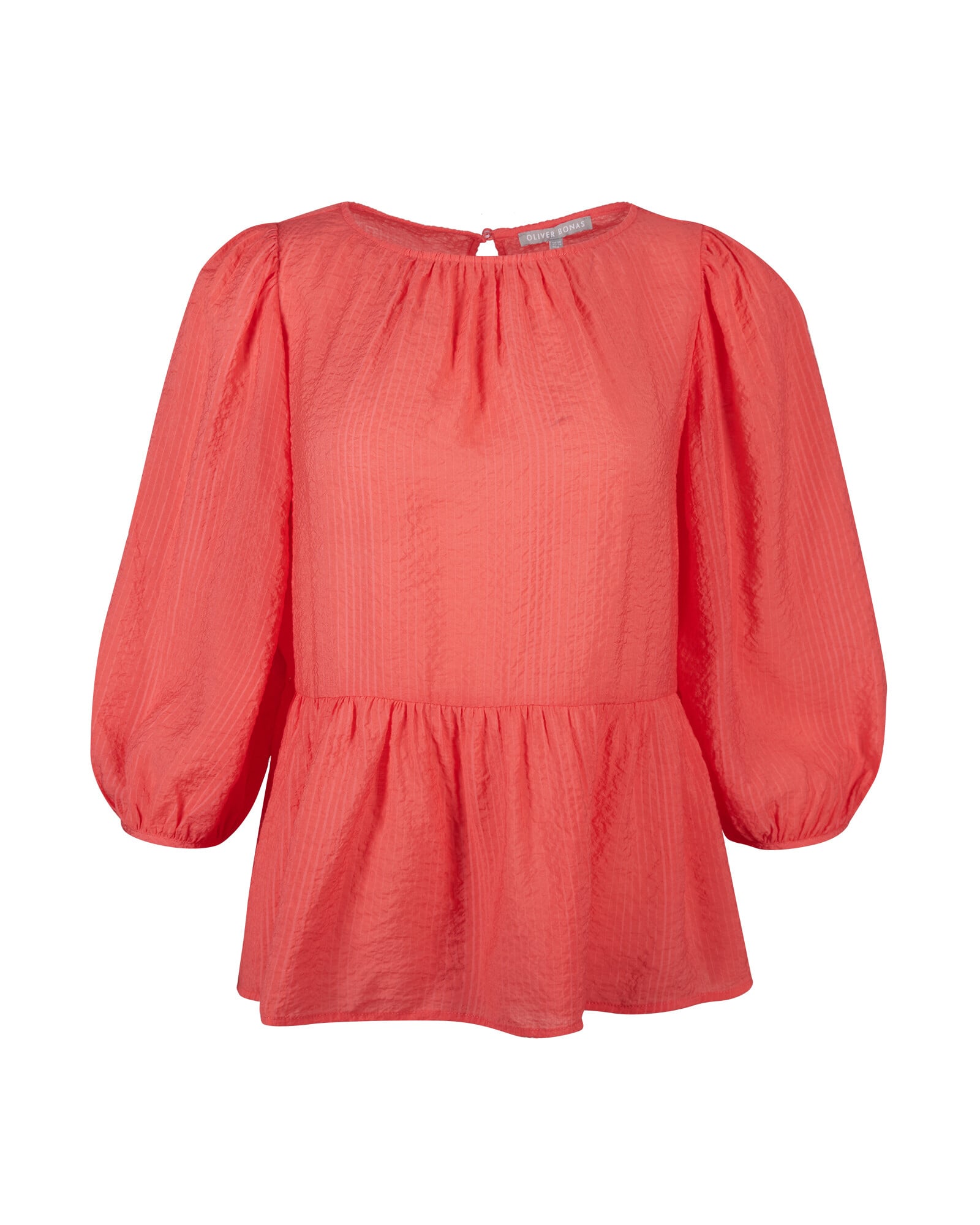 Textured Stripe Coral Pink Blouse | Oliver Bonas