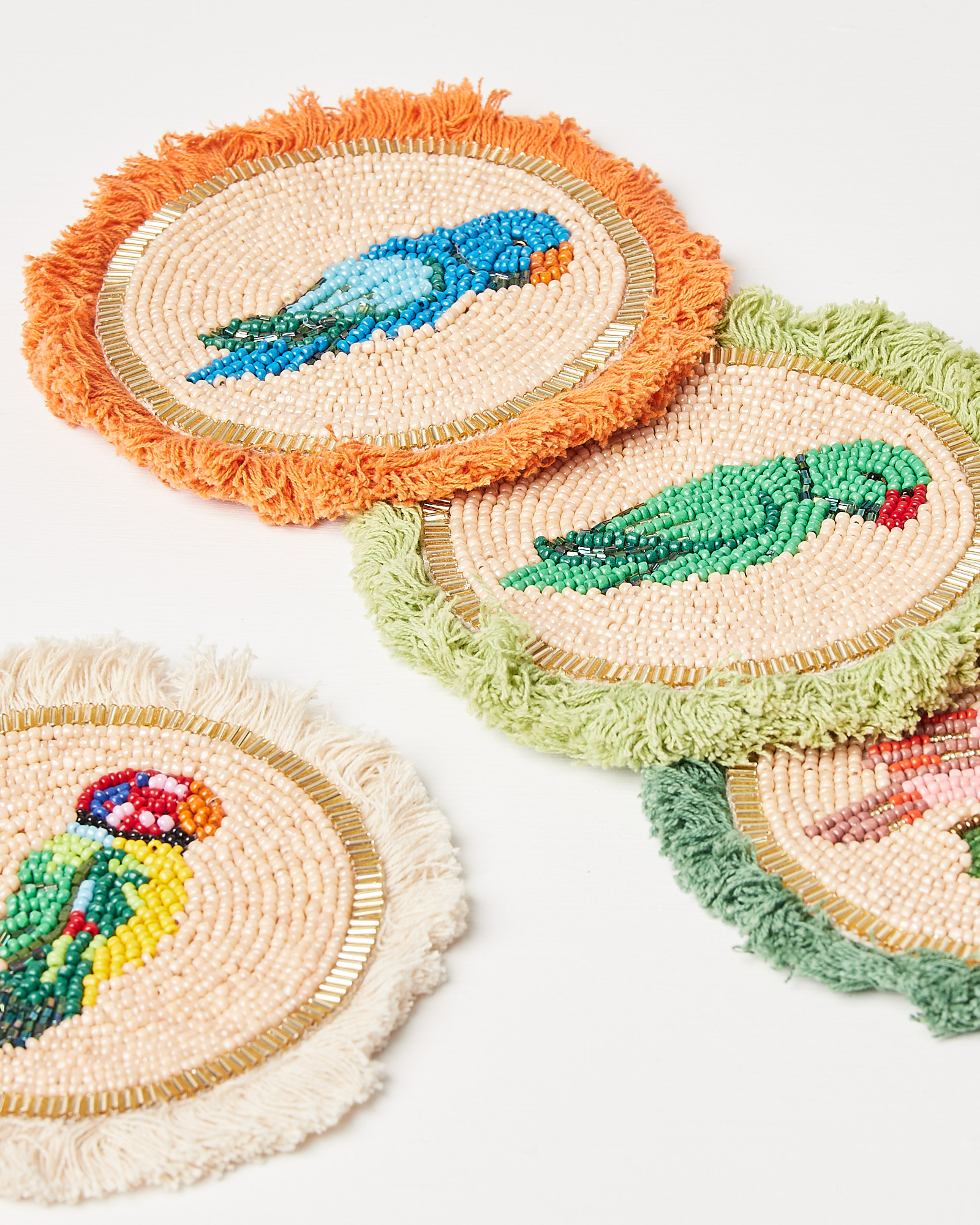 Parrot Beaded Coasters Set of Four | Oliver Bonas