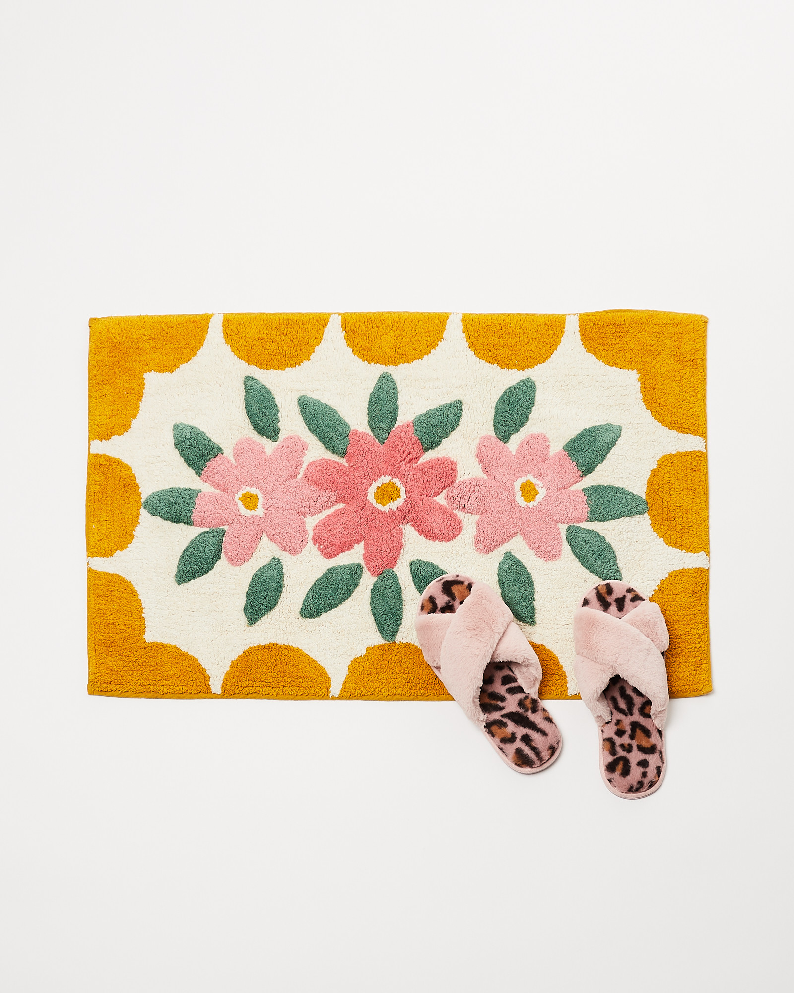 Floral Pink Cotton Bath Mat | Oliver Bonas