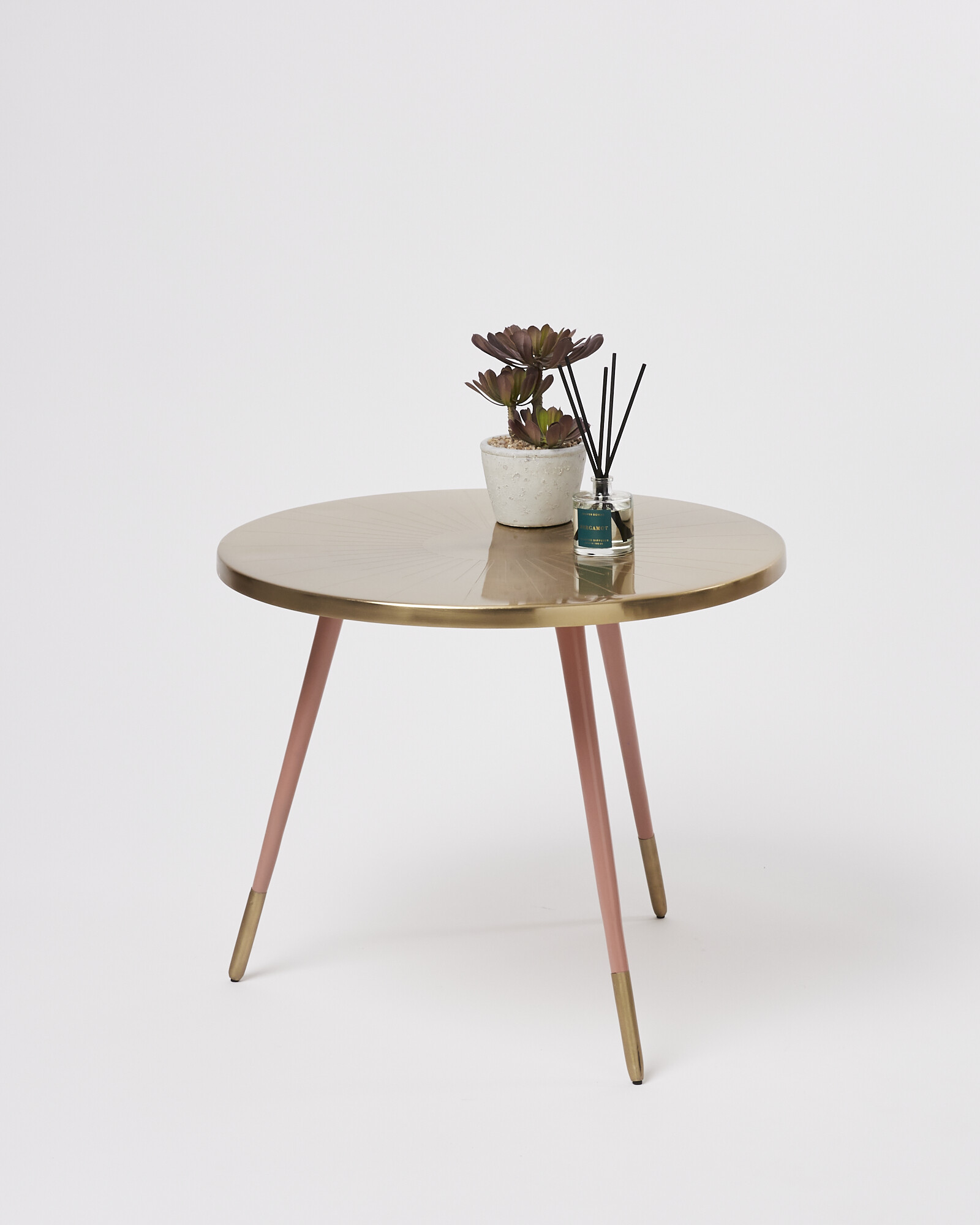 Starburst Etched Gold Metal Side Table | Oliver Bonas
