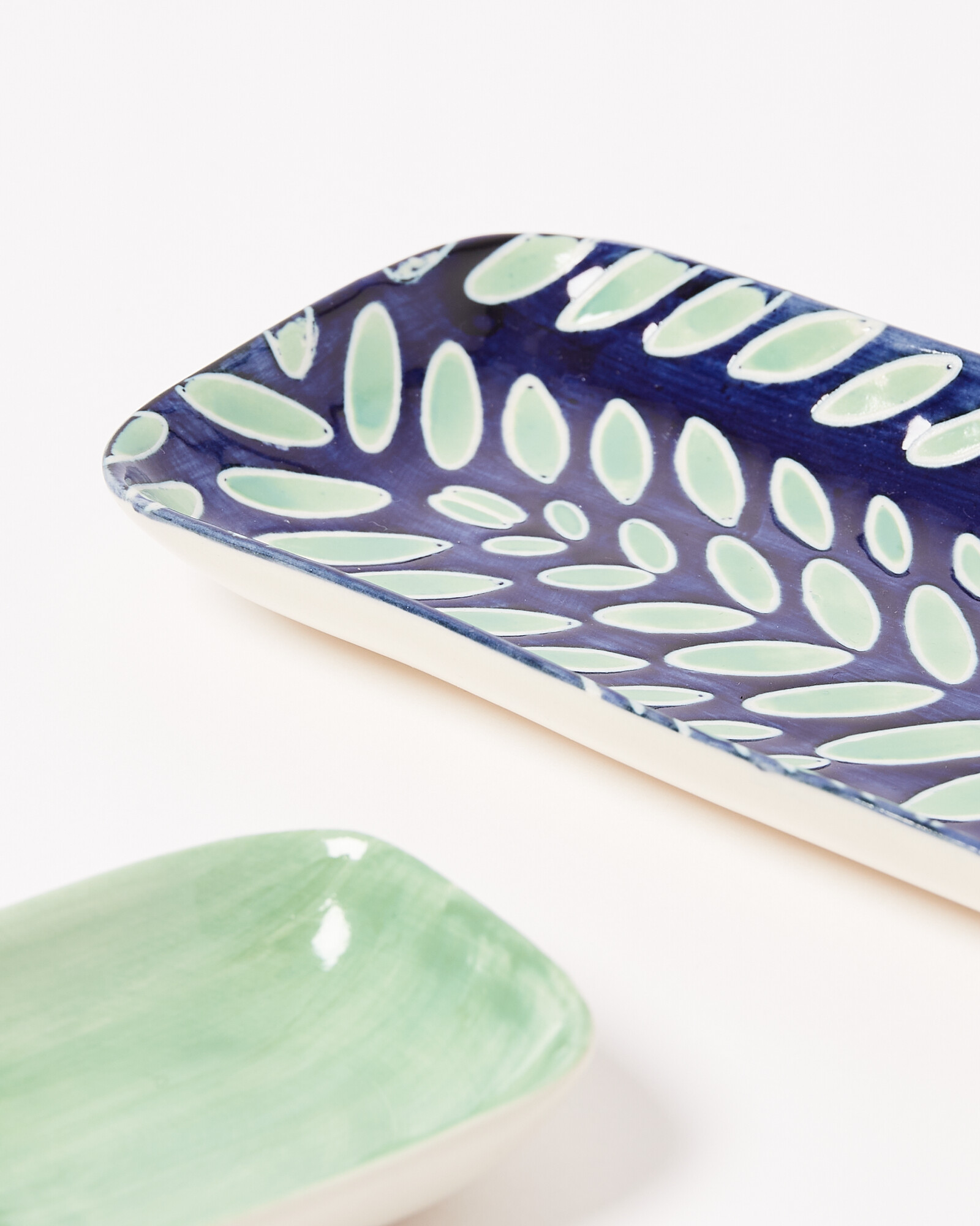 Kalani Green Ceramic Sushi Plate & Dipping Bowl | Oliver Bonas