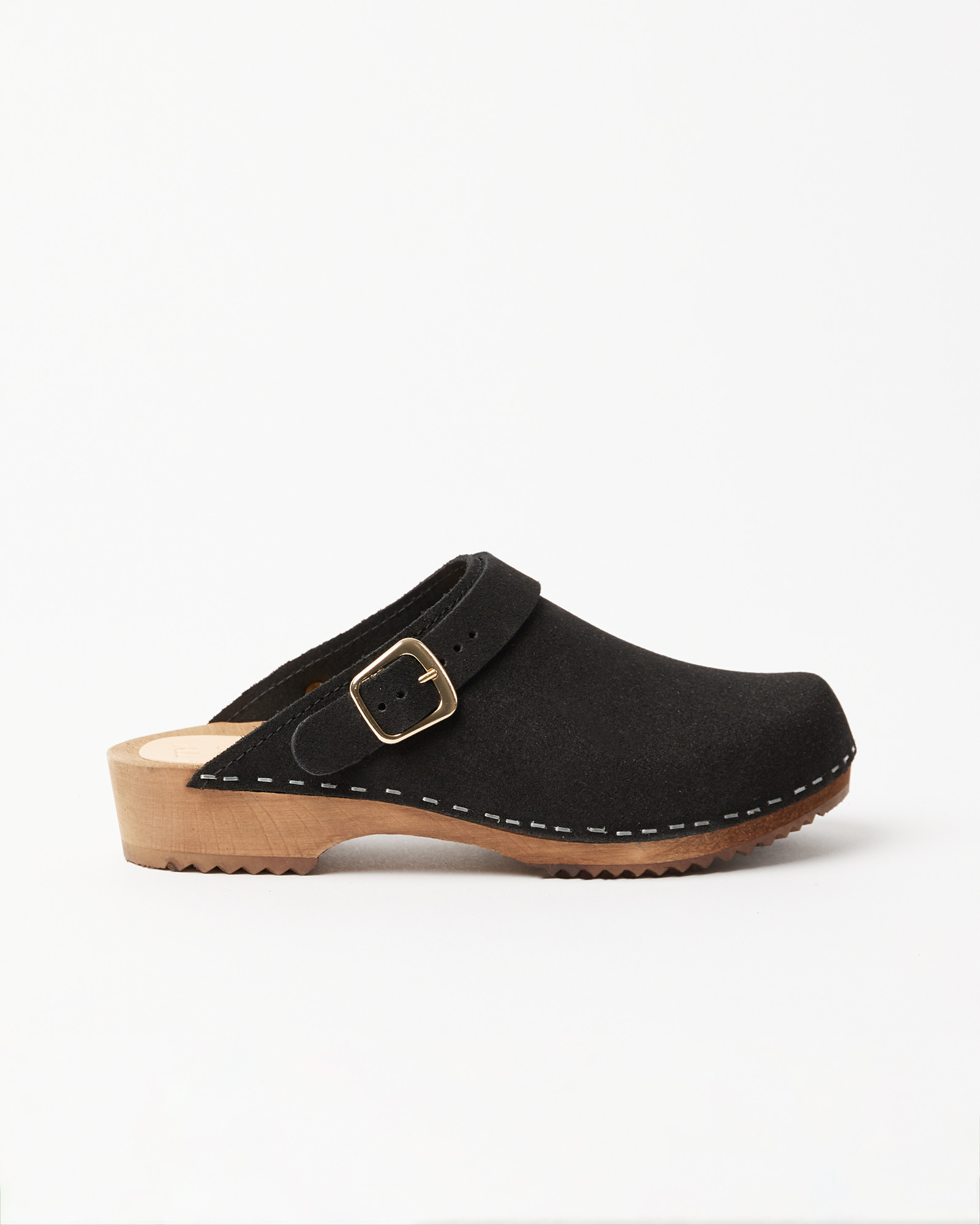 Kitty Clogs Low Klassisk Black Suede Leather Shoes | Oliver Bonas