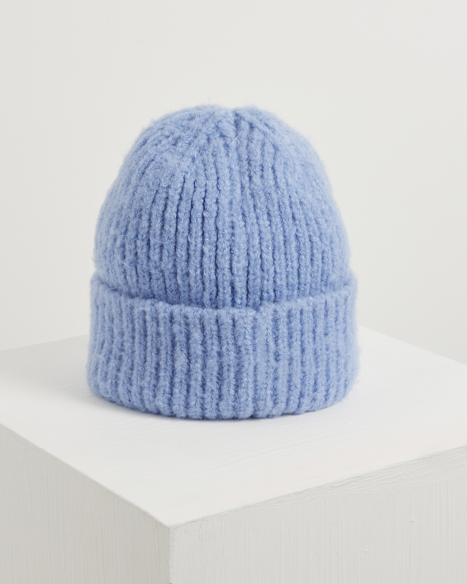 Soft Ribbed Knit Blue Beanie Hat | Oliver Bonas