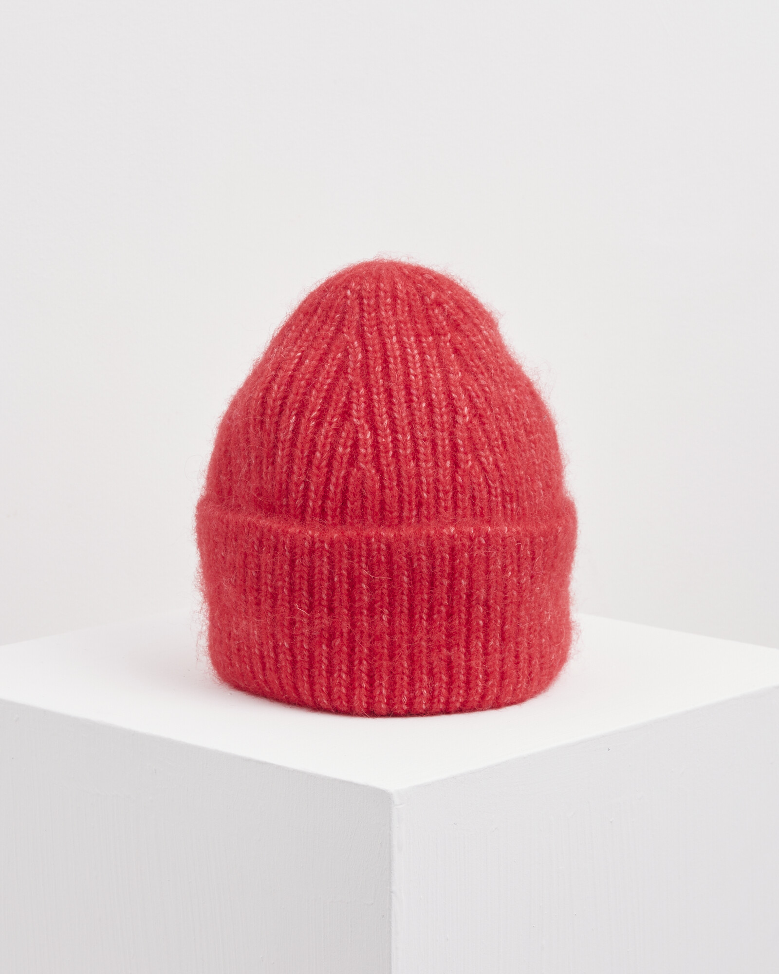 Super Soft Red Knitted Beanie Hat | Oliver Bonas