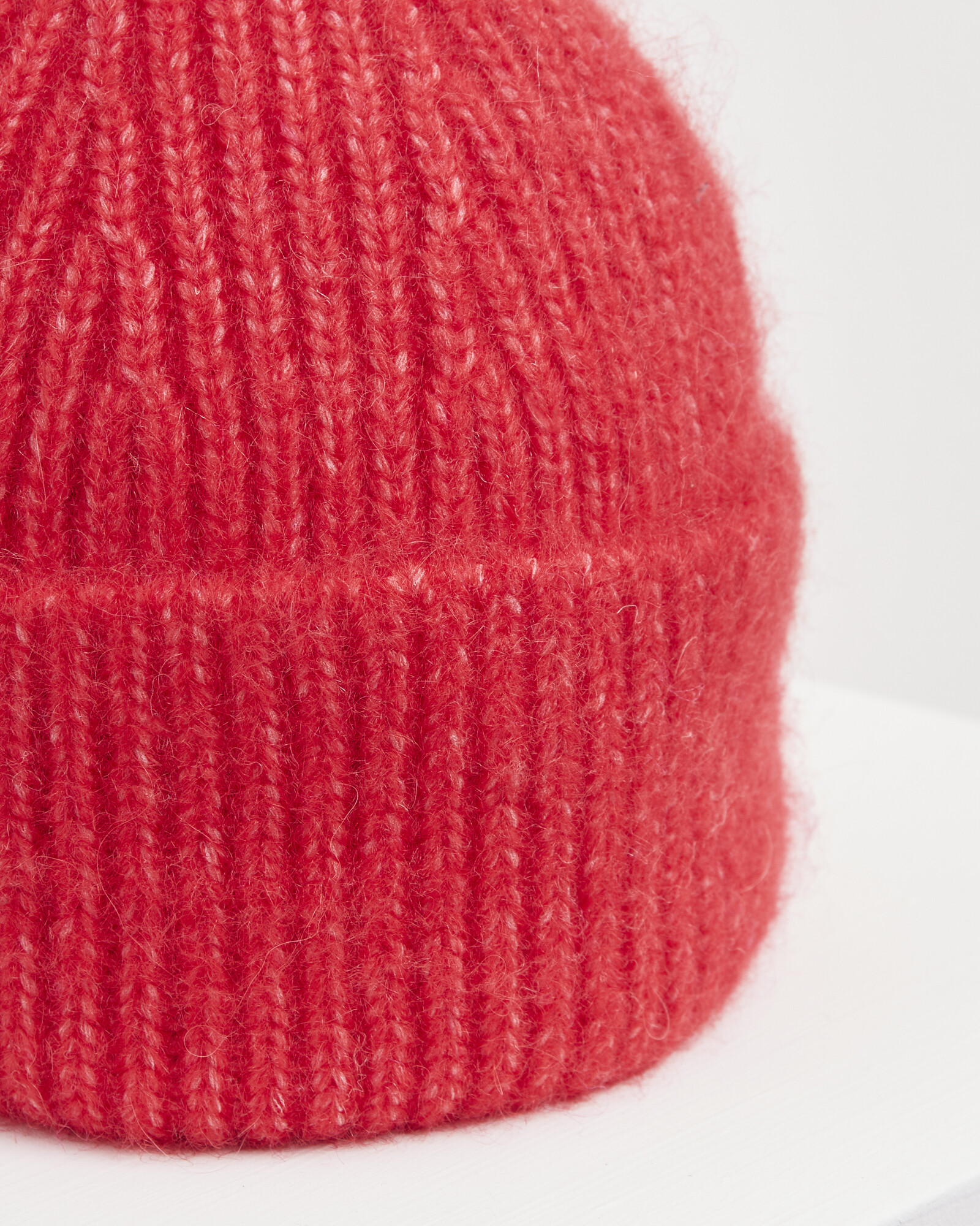 Super Soft Red Knitted Beanie Hat | Oliver Bonas