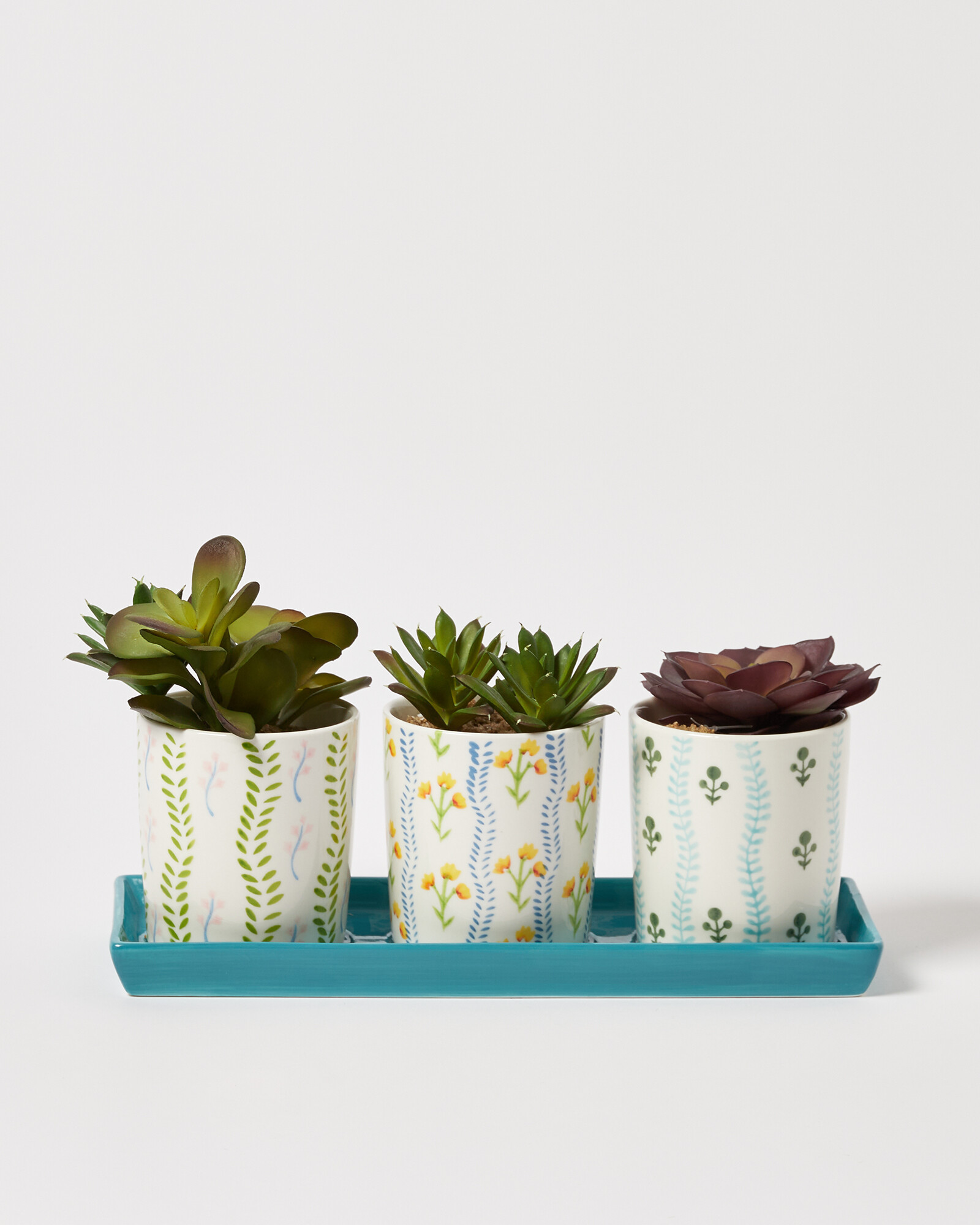Hand Painted Ceramic Plant Pots Set of Three | Oliver Bonas
