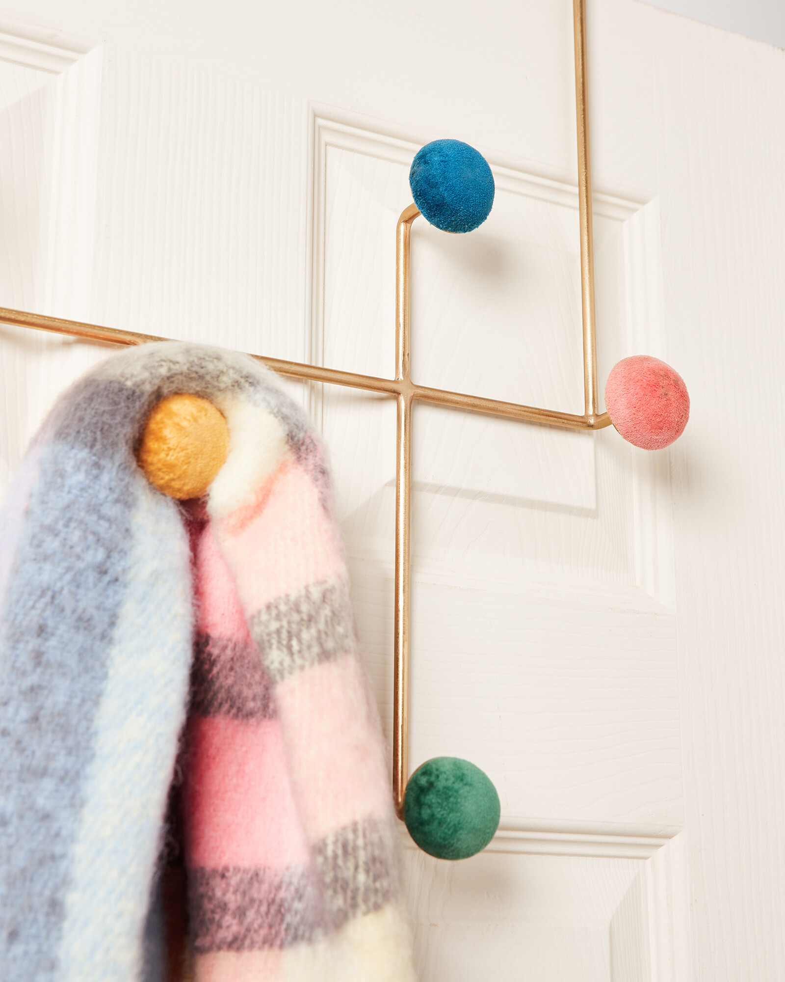 Gold Metal & Velvet Multi Over The Door Hook Large | Oliver Bonas