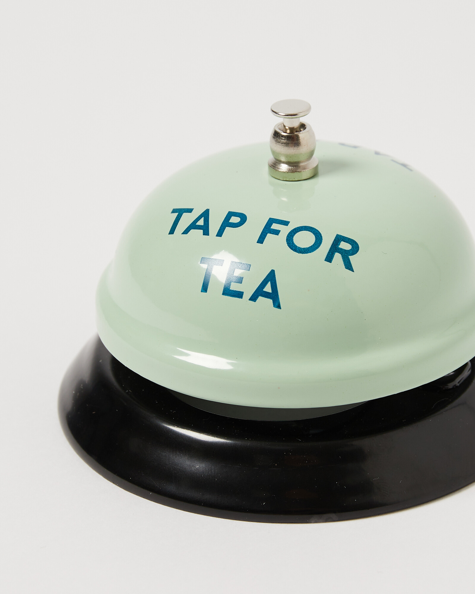 Tap For Tea Light Green Metal Bell | Oliver Bonas