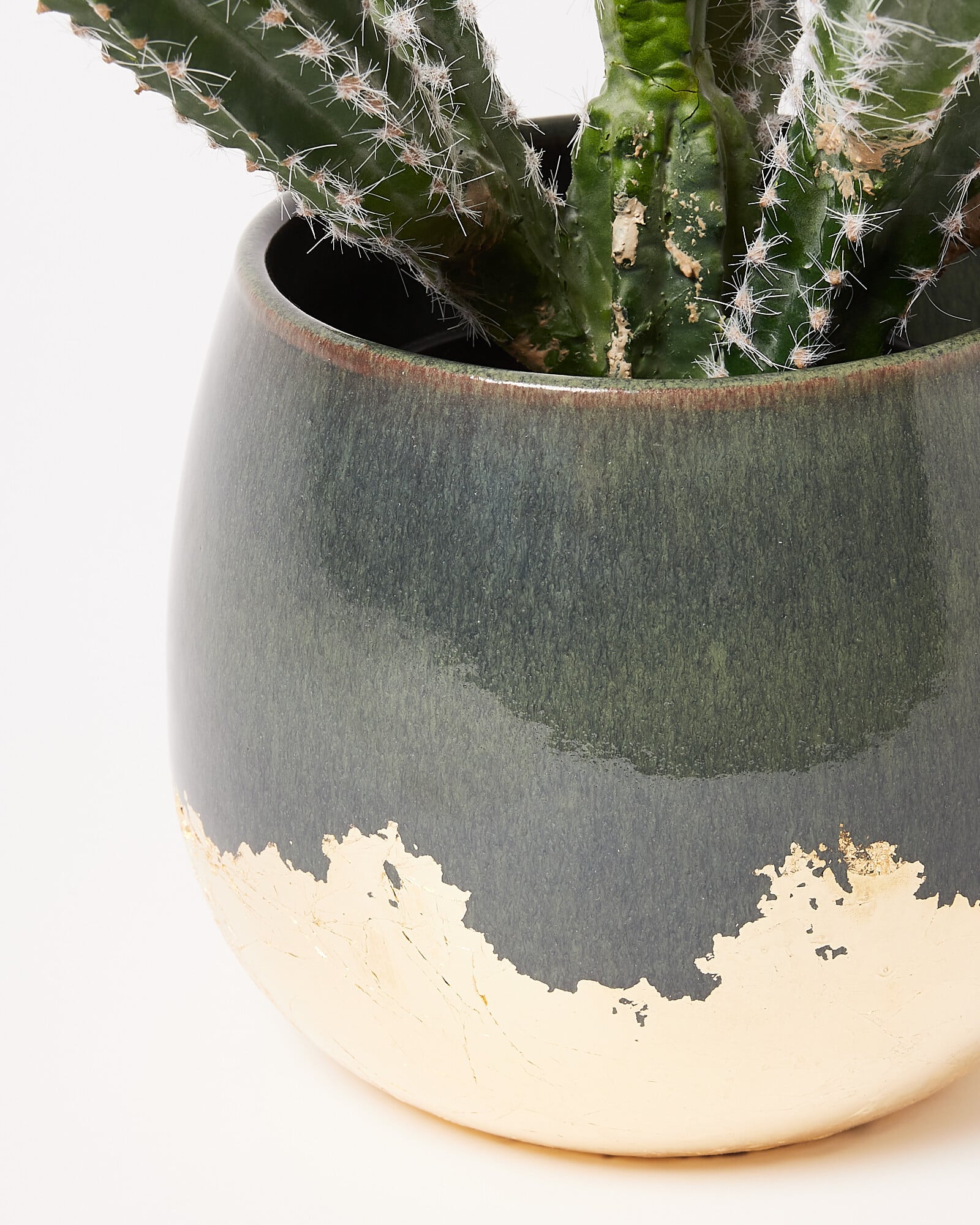 Green & Gold Foiled Base Plant Pot Medium | Oliver Bonas