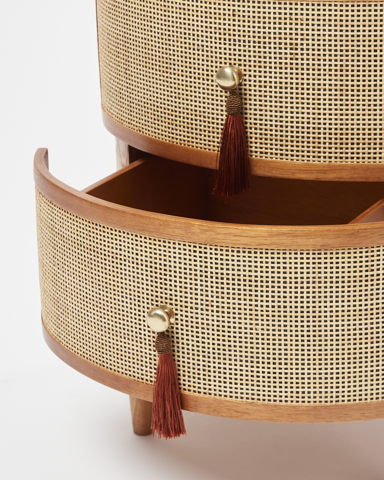 Kinship Rattan Blush Pink Bedside Table | Oliver Bonas