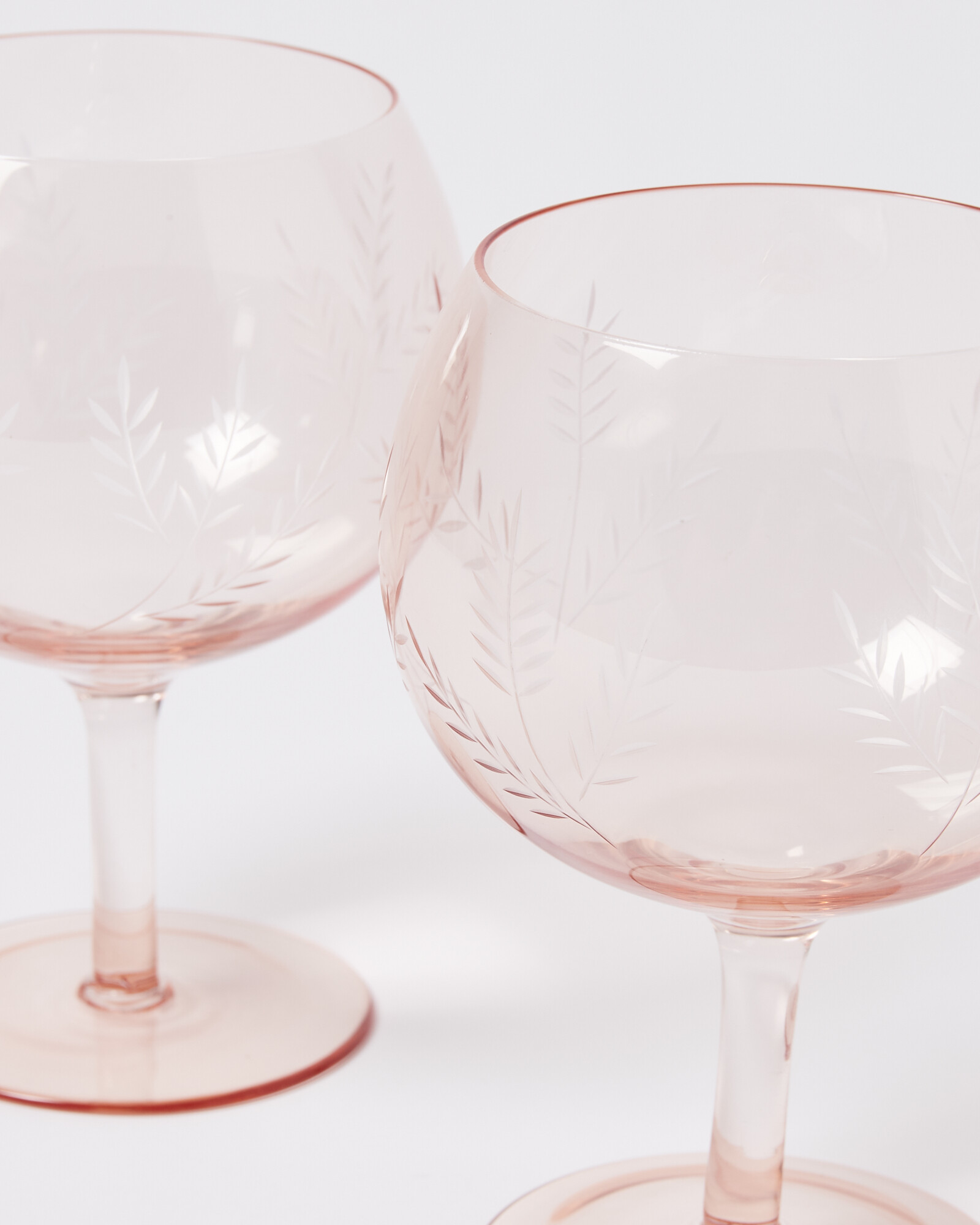 Etched Floral Pink Gin Glasses Set of Two | Oliver Bonas