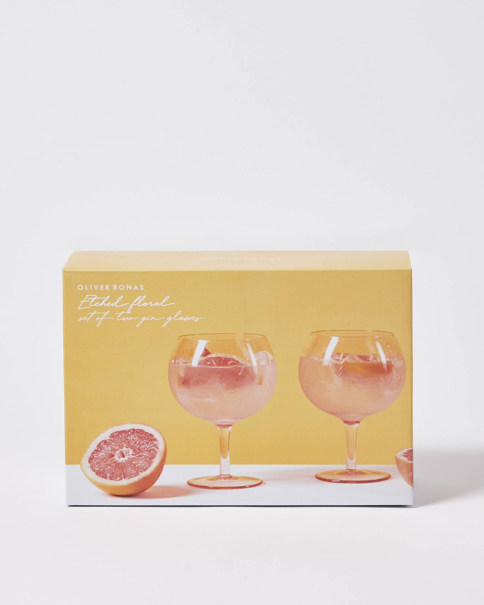 Etched Floral Pink Gin Glasses Set of Two | Oliver Bonas