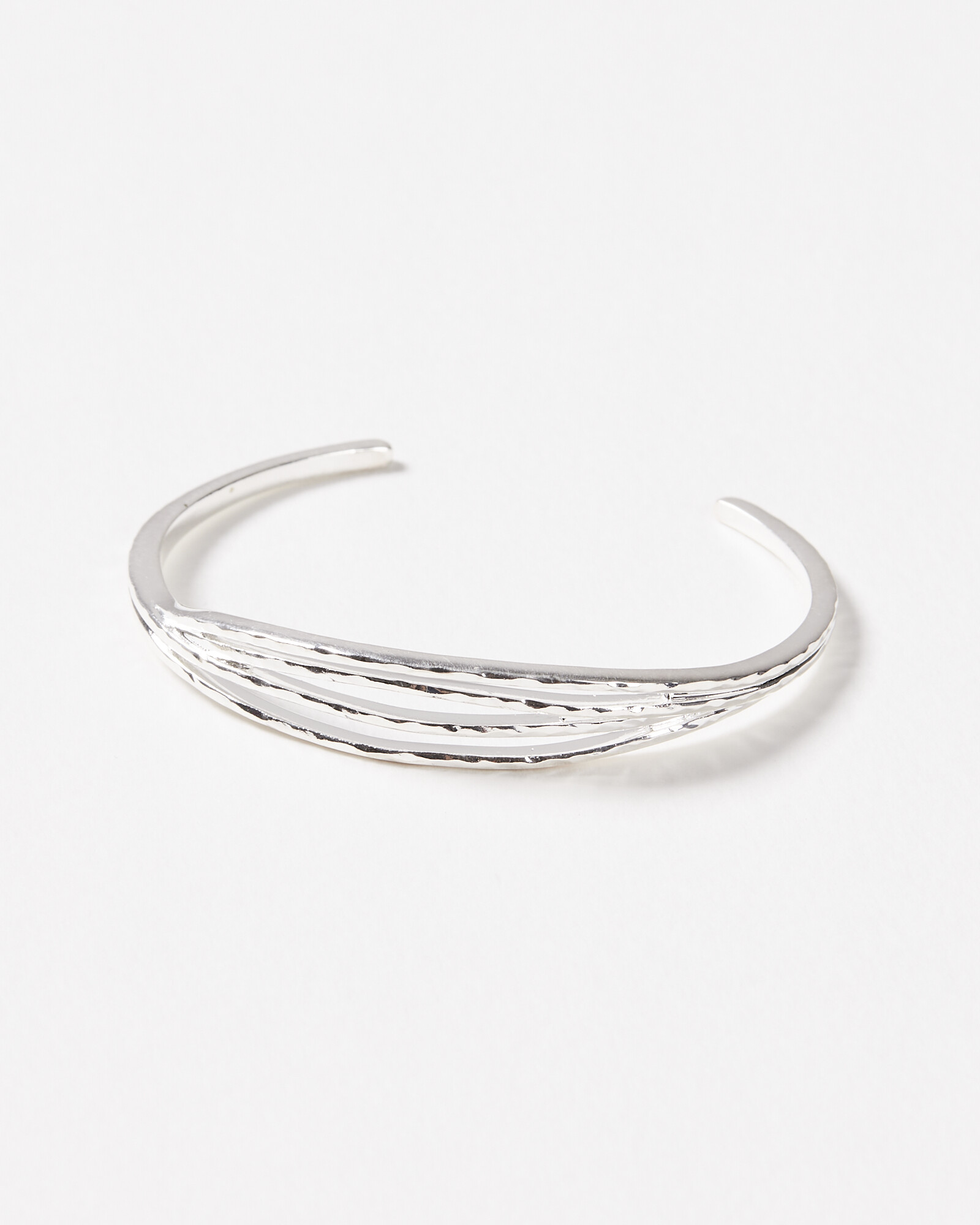 Dory Textured Twists Silver Plated Bangle | Oliver Bonas