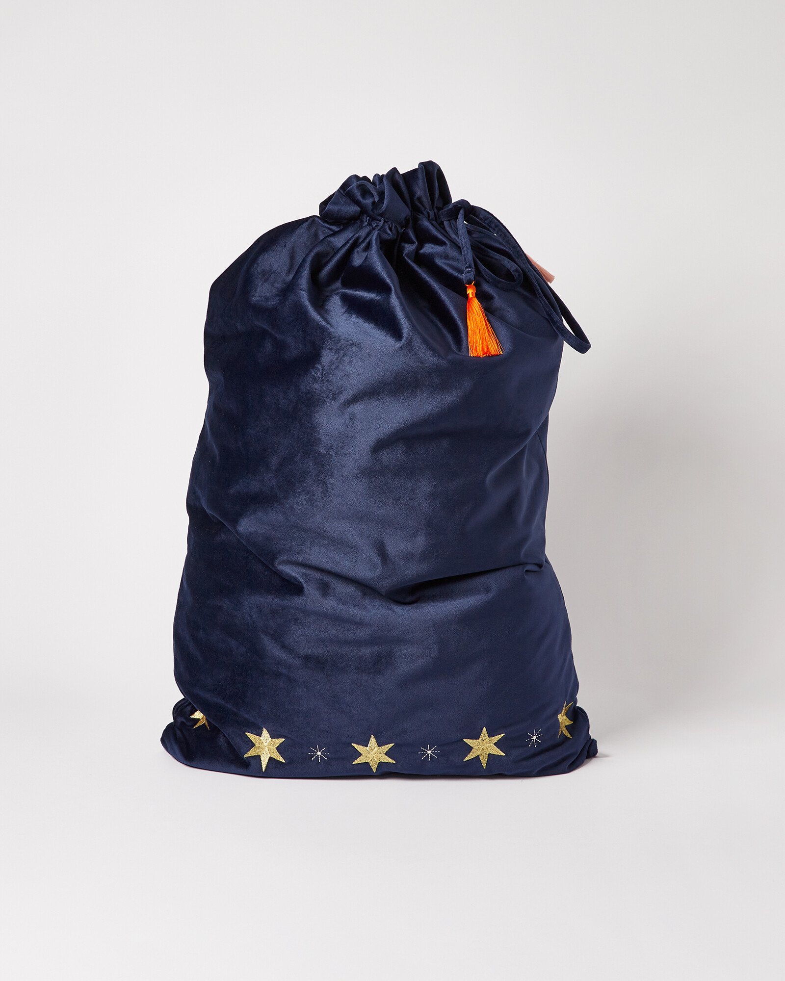 Blue Velvet Star Christmas Sack | Oliver Bonas