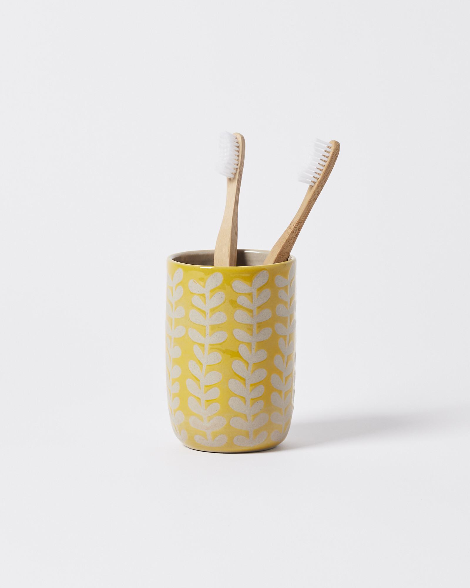Kulla Yellow Ceramic Toothbrush Tumbler | Oliver Bonas