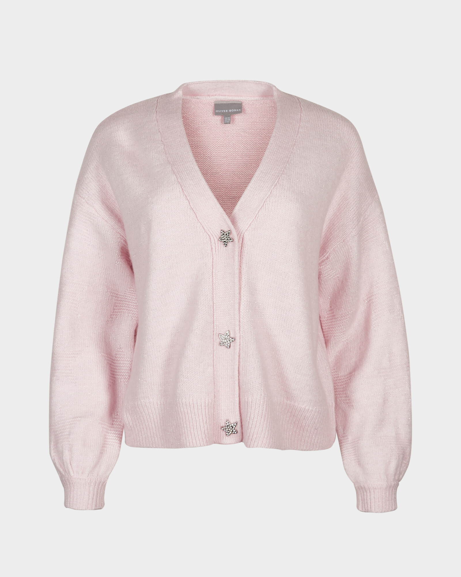 Star Stitch Sleeve & Embellished Button Pink Knitted Cardigan | Oliver ...